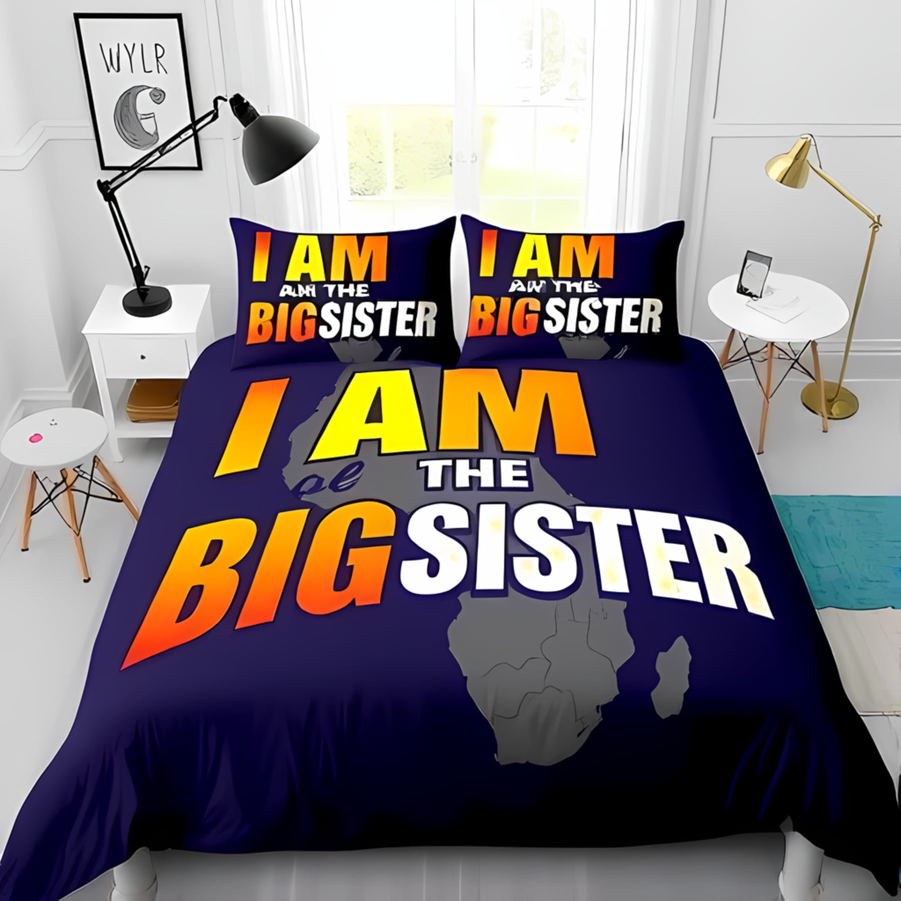 3-Piece Duvet Cover Set - " I AM the BIG SISTER " Bold Colorful Design ...