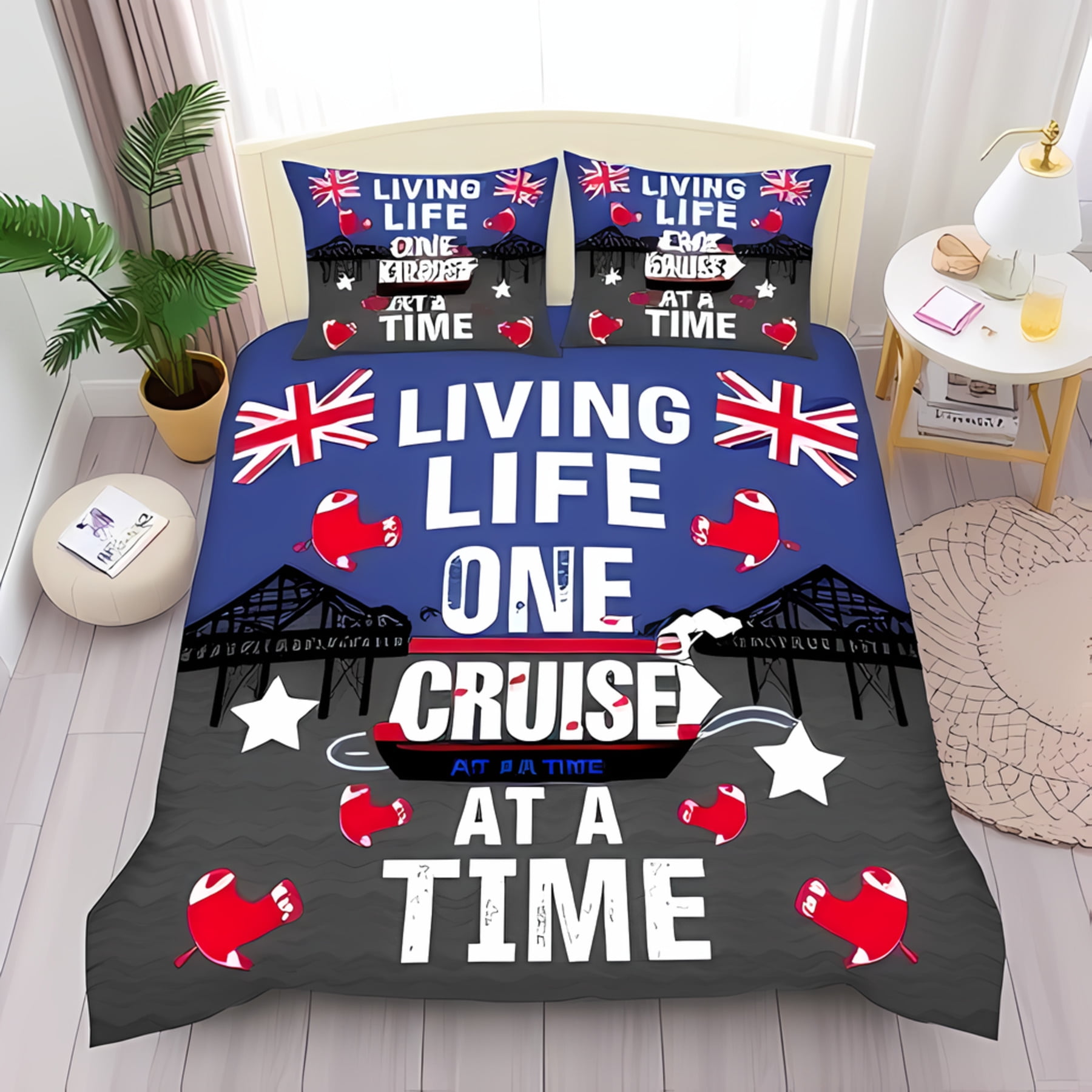 3-Piece Duvet Cover Set - "Living Life One Cruise at a Time" with ...