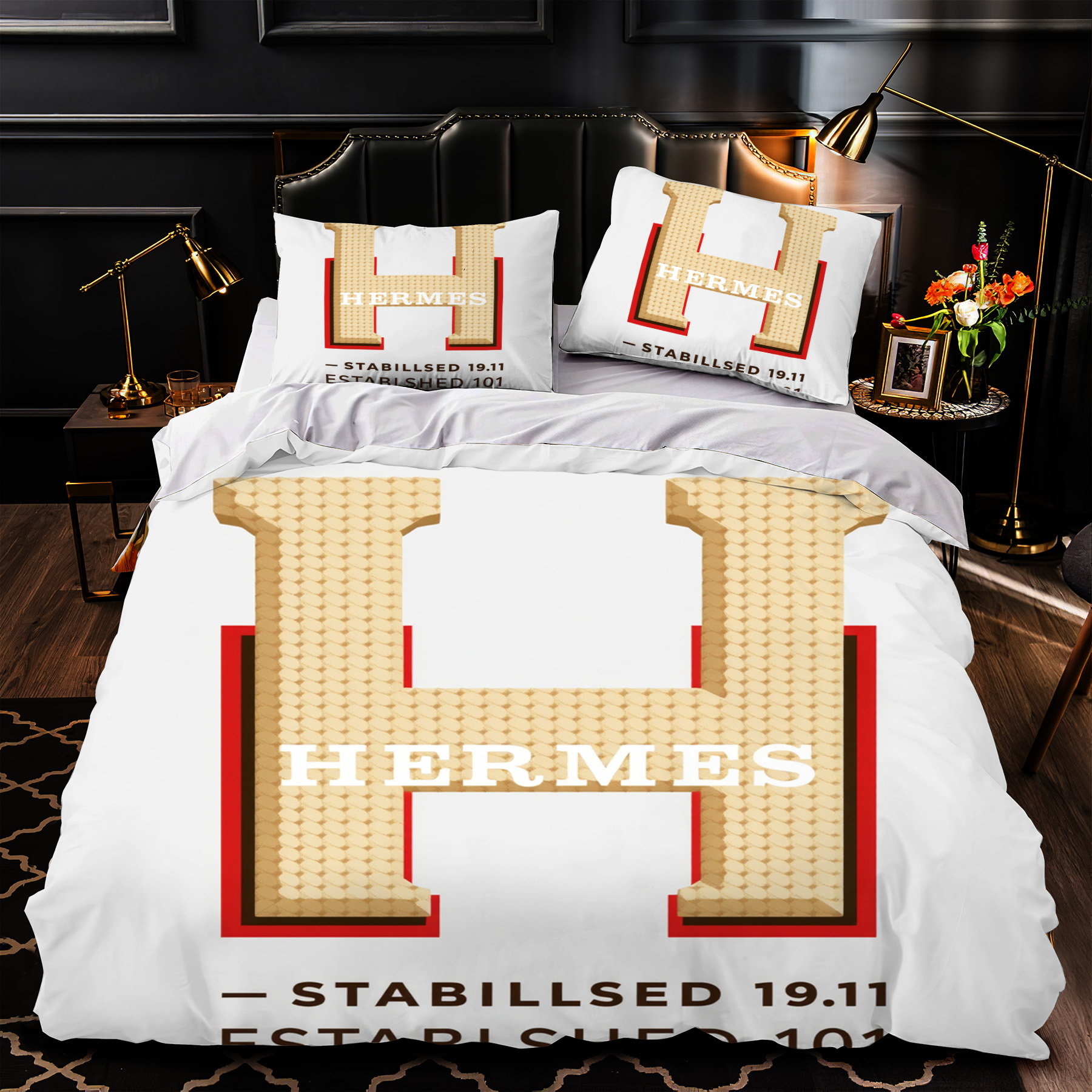 3-Piece Duvet Cover Set - Luxurious Bedding with Bold Lettering ...