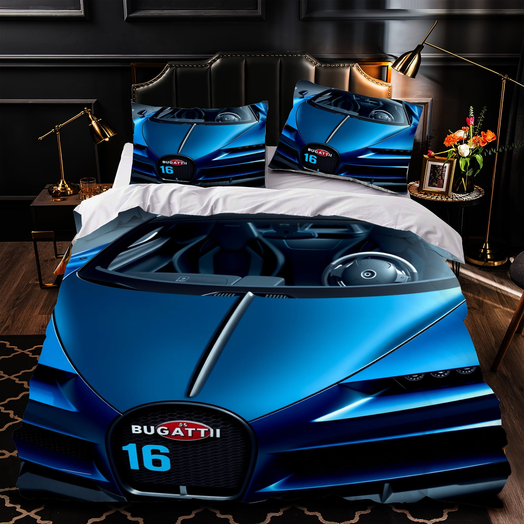 3-Piece Duvet Cover Set - Modern Car Design Dark Color Scheme Soft ...