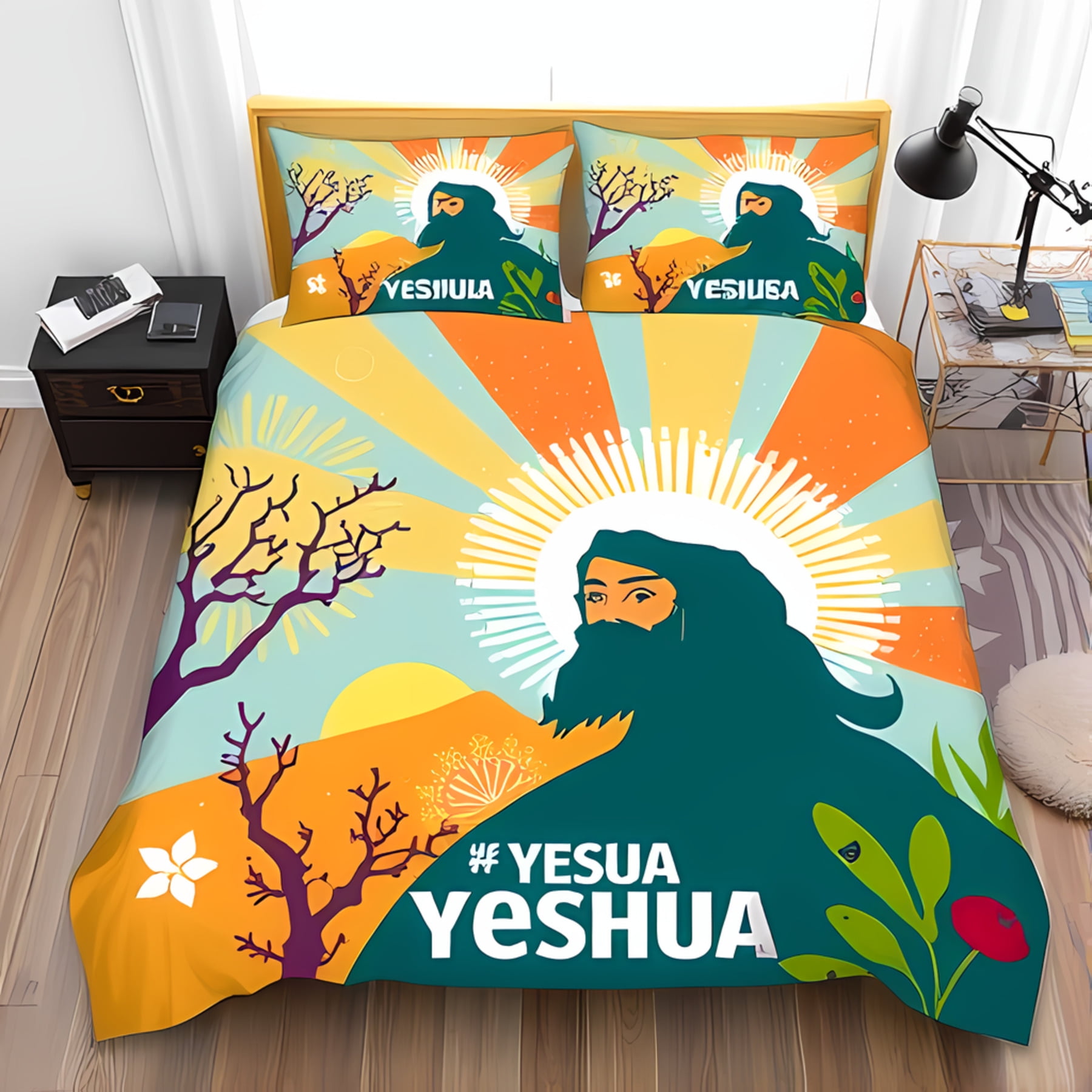 3-Piece Duvet Cover Set - Nature Inspired Artistic Design with Colorful ...