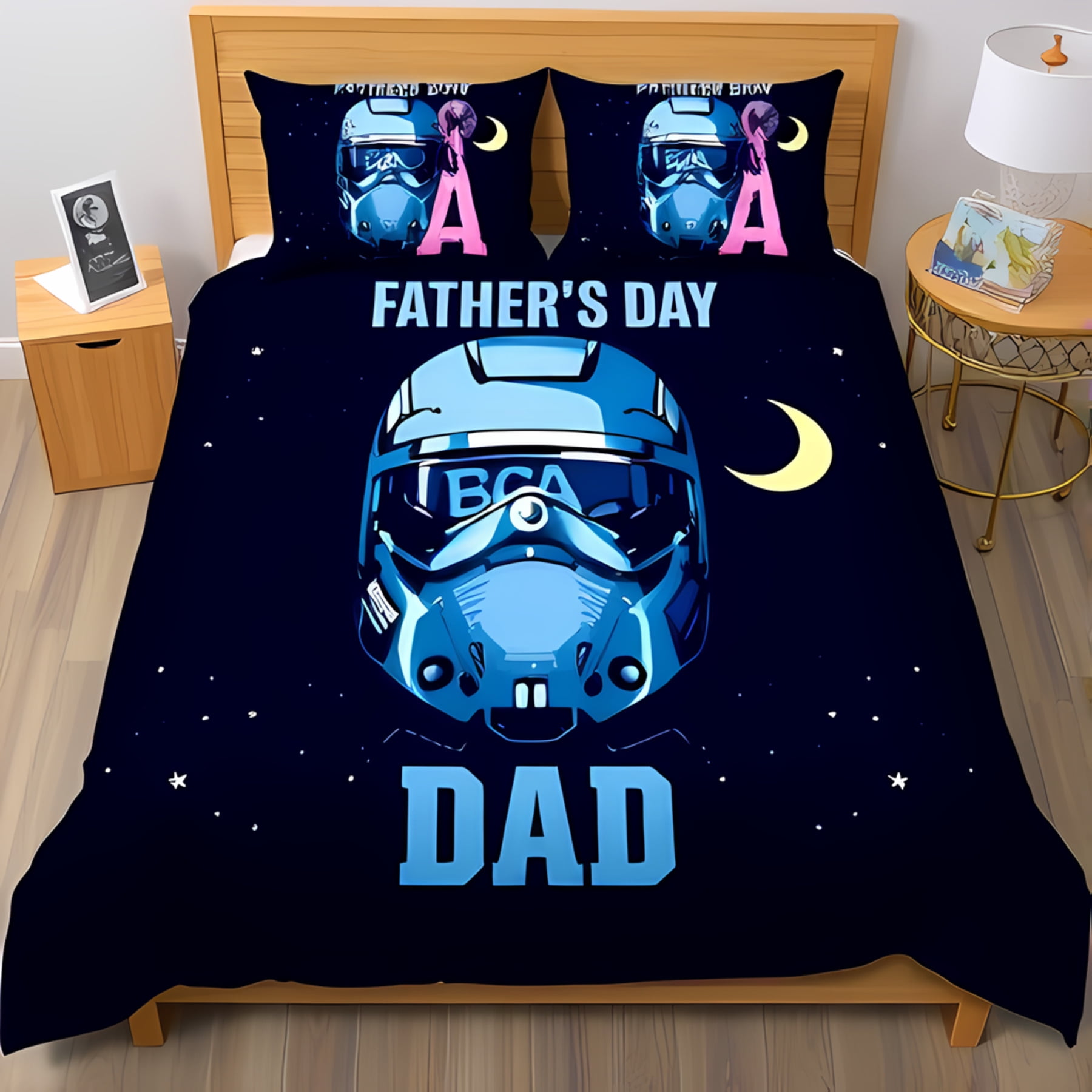 3-Piece Duvet Cover Set - Navy Blue Space Theme for Father's Day ...