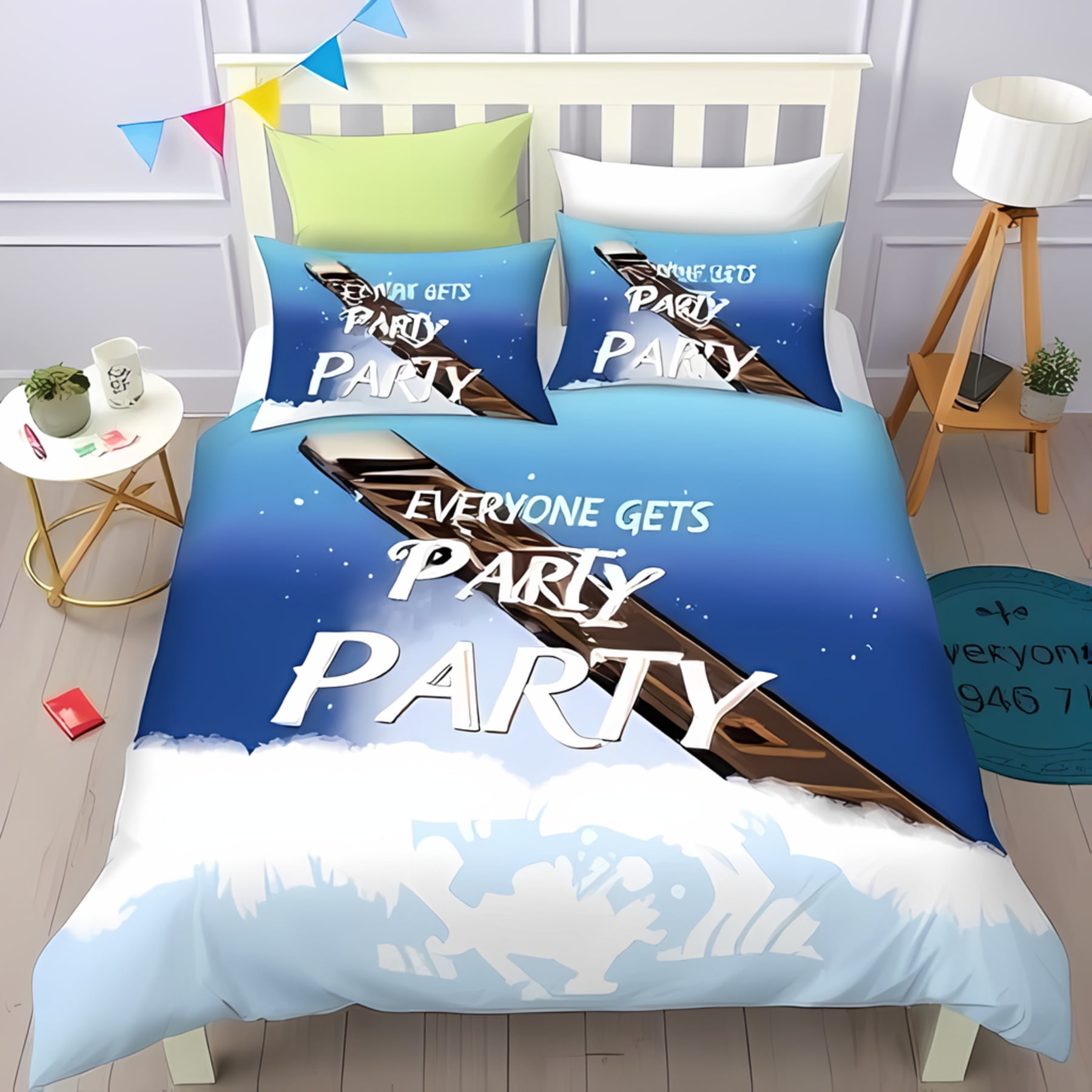 3-Piece Duvet Cover Set - Night Sky Stars Design with Ladder to the Sky ...
