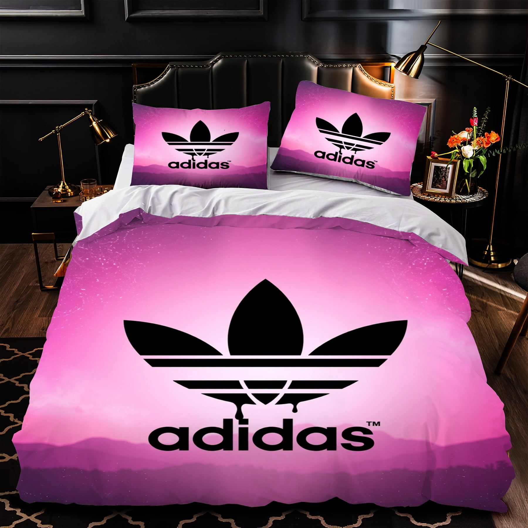 3-Piece Duvet Cover Set - Pink & Purple Gradient Sunset Design with ...