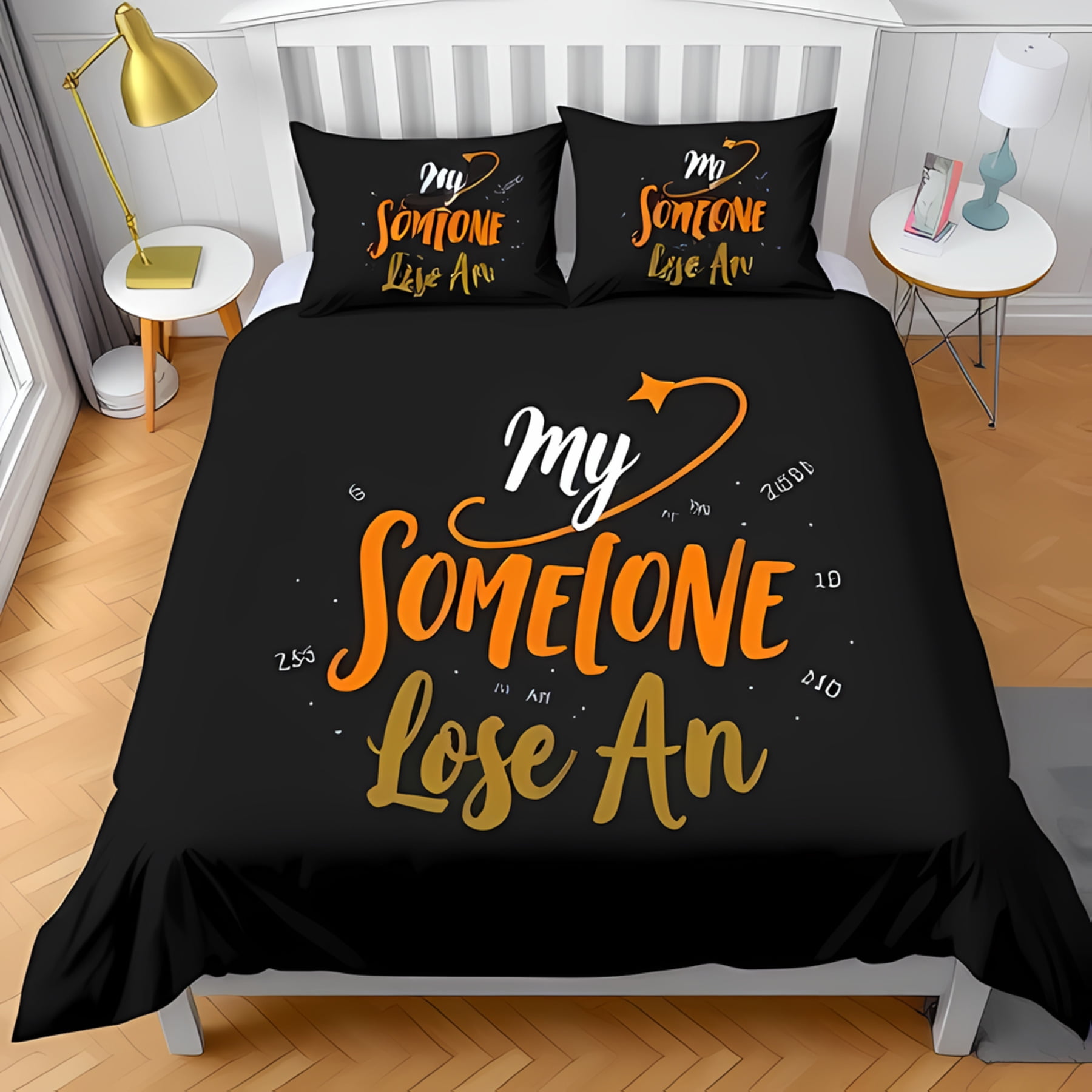 3-Piece Duvet Cover Set with Playful Black Bedding Design Includes ...