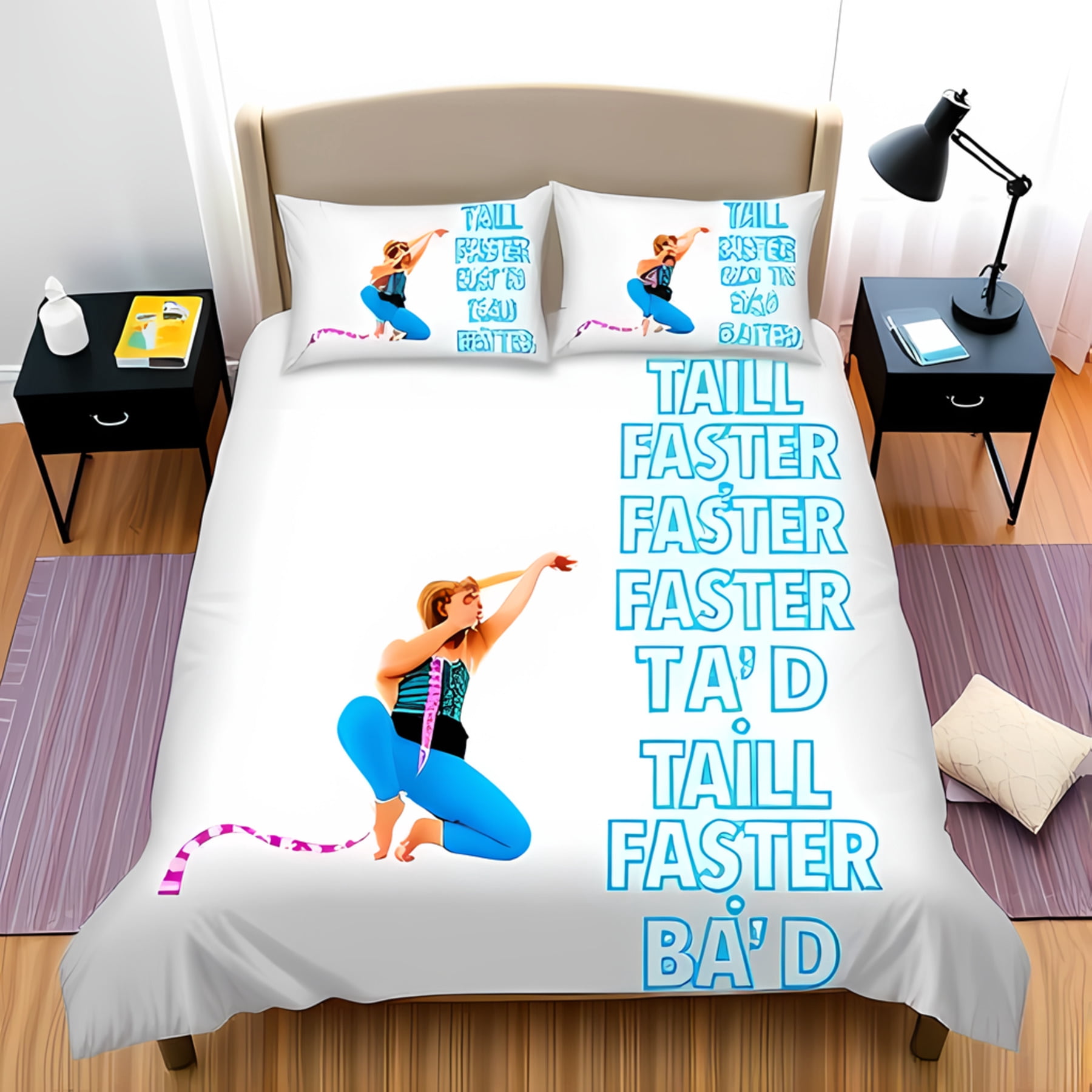 3-Piece Duvet Cover Set with Playful Cartoon Design Blue and Pink ...