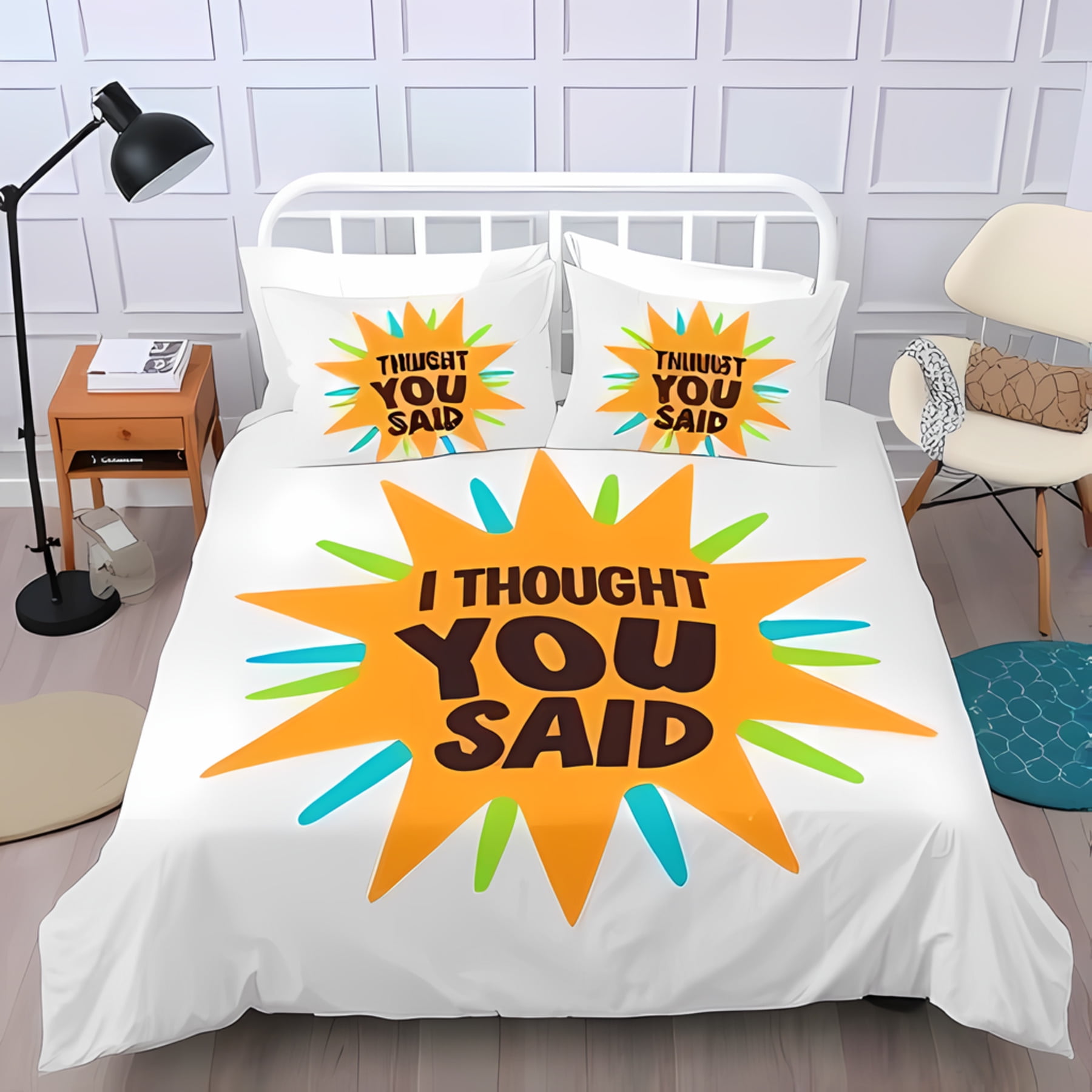 3-Piece Duvet Cover Set - Playful " I THOUGHT YOU SAID " Design with ...