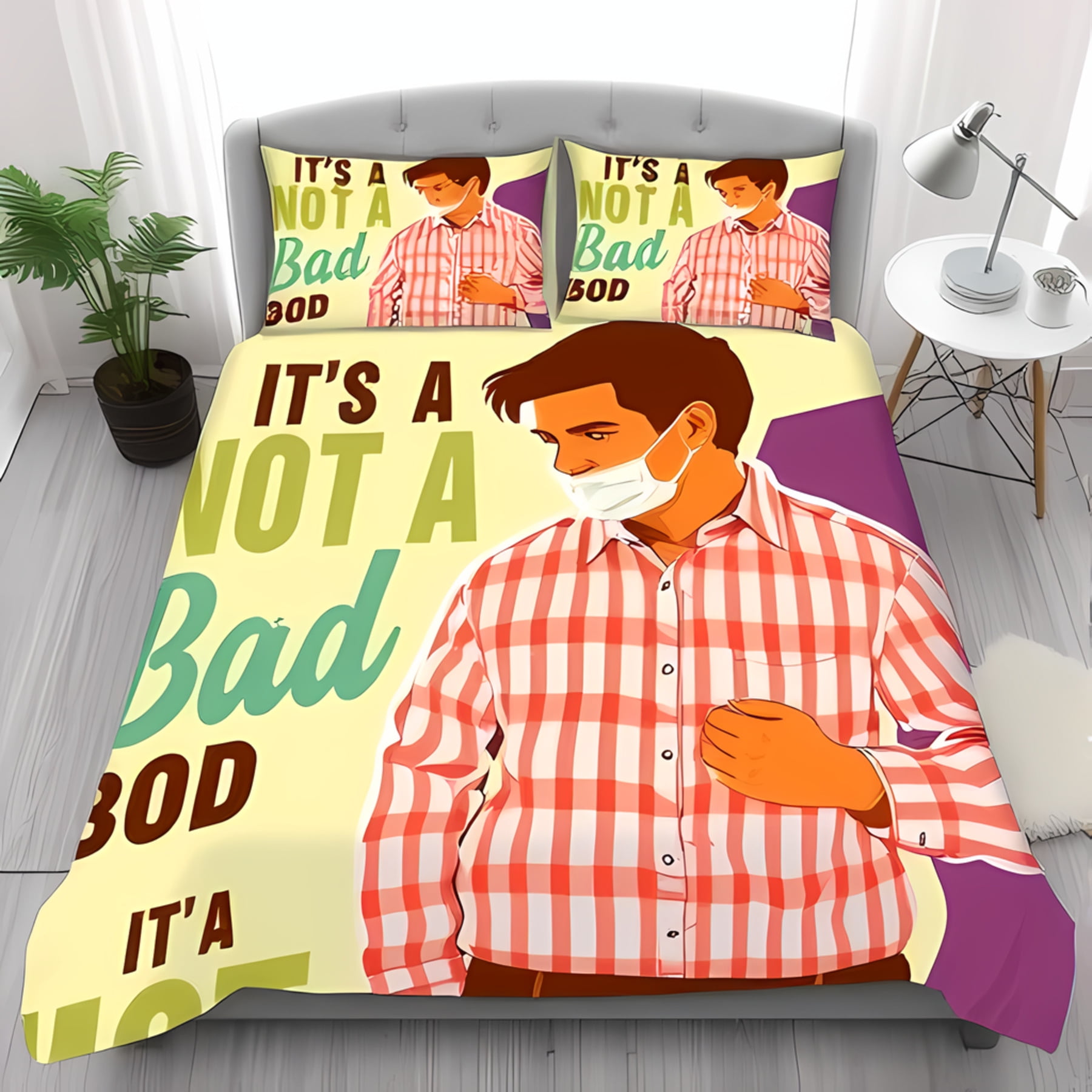 3-Piece Duvet Cover Set with Playful 'It's Not a Bad Bod It's a Lot ...