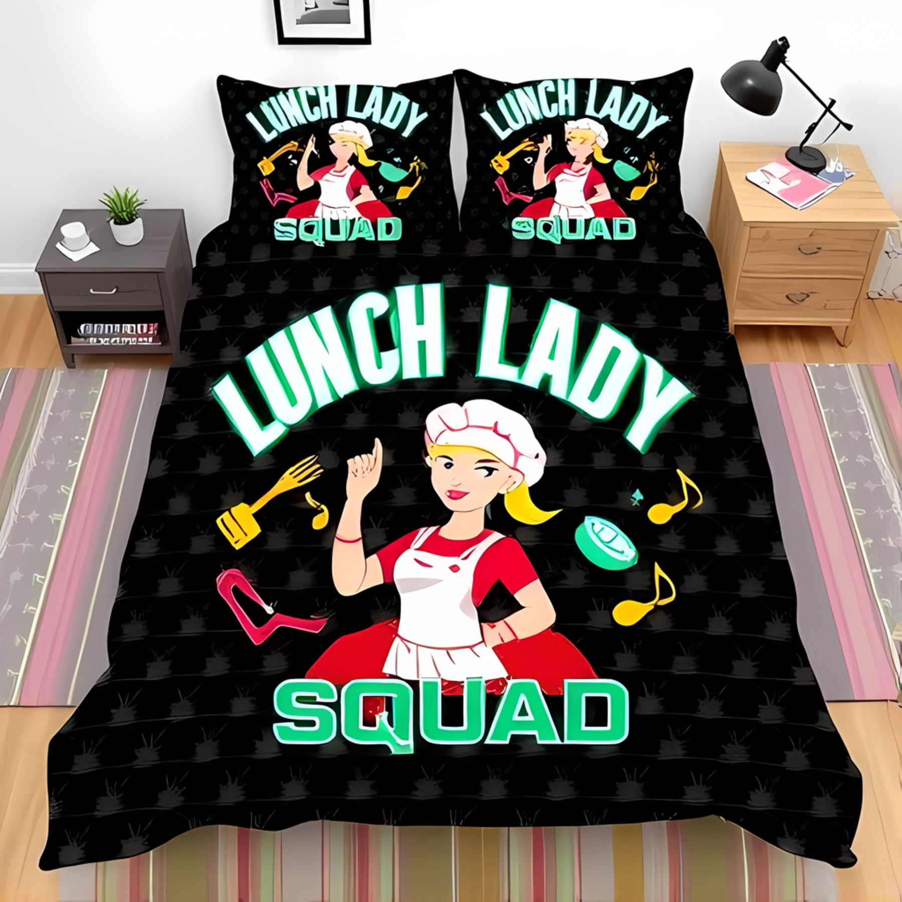 3-Piece Duvet Cover Set - Playful Lunch Lady Squad Design with Kitchen ...
