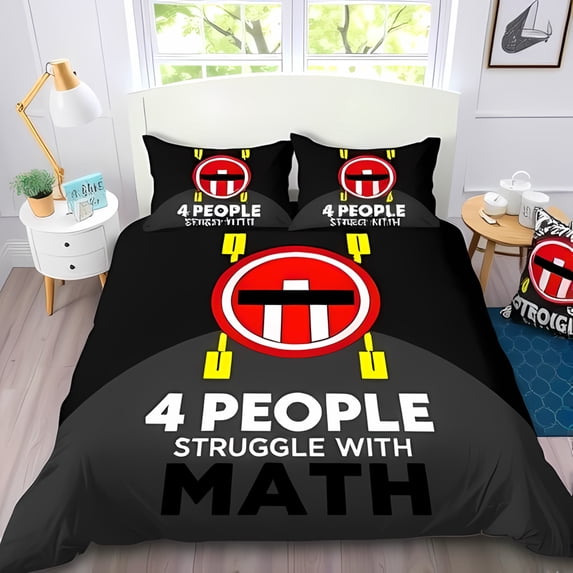 3-Piece Duvet Cover Set - Playful Math Design with Bold Graphics & Fun ...