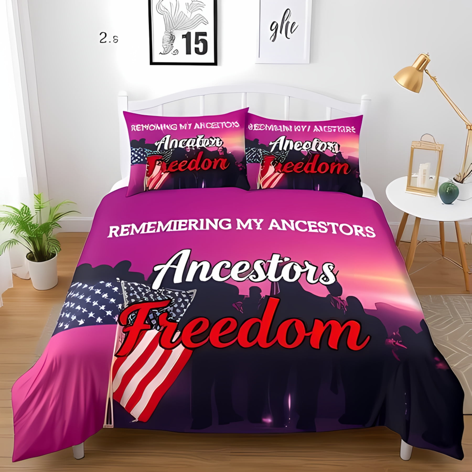 3-Piece Duvet Cover Set - " Remembering My Ancestors " Design with Bold ...