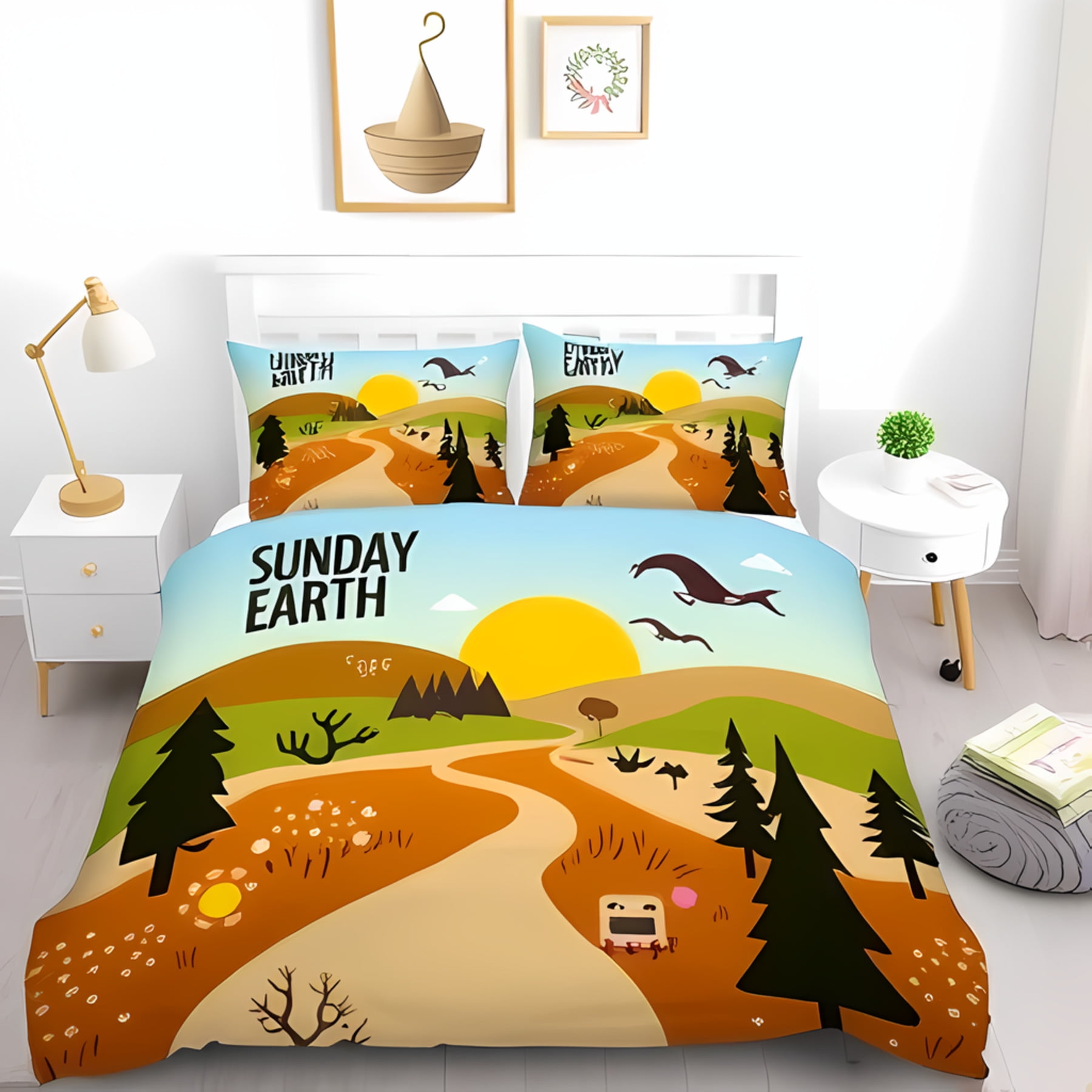 3-Piece Duvet Cover Set - Scenic Landscape Design with Rolling Hills ...