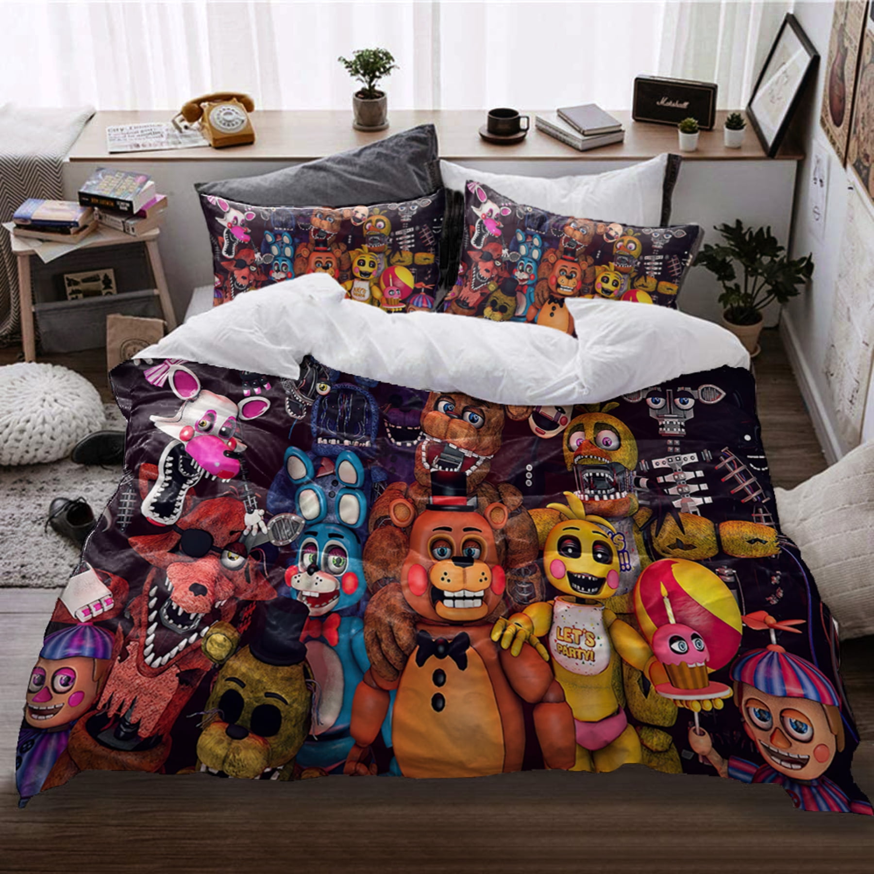 3-Piece Duvet Cover Set - Vibrant Animatronic Characters Bedding for ...