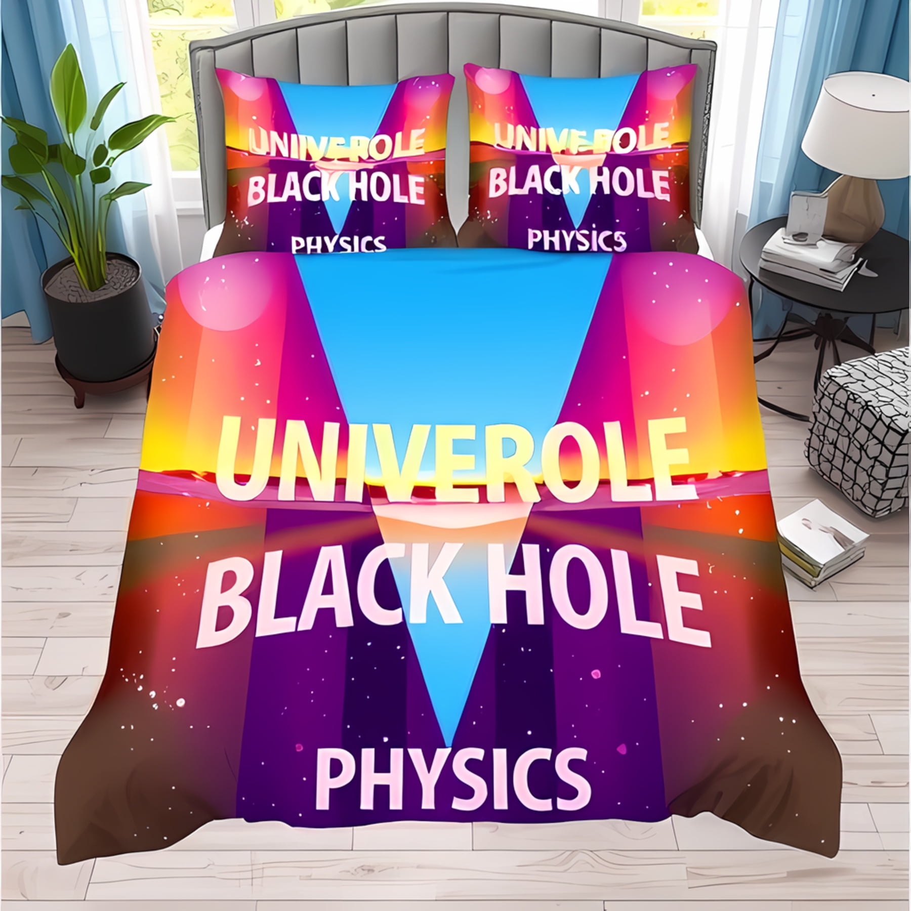 3-Piece Duvet Cover Set - Vibrant Bedding with Bold 'UNIVEROLE' 'BLACK ...