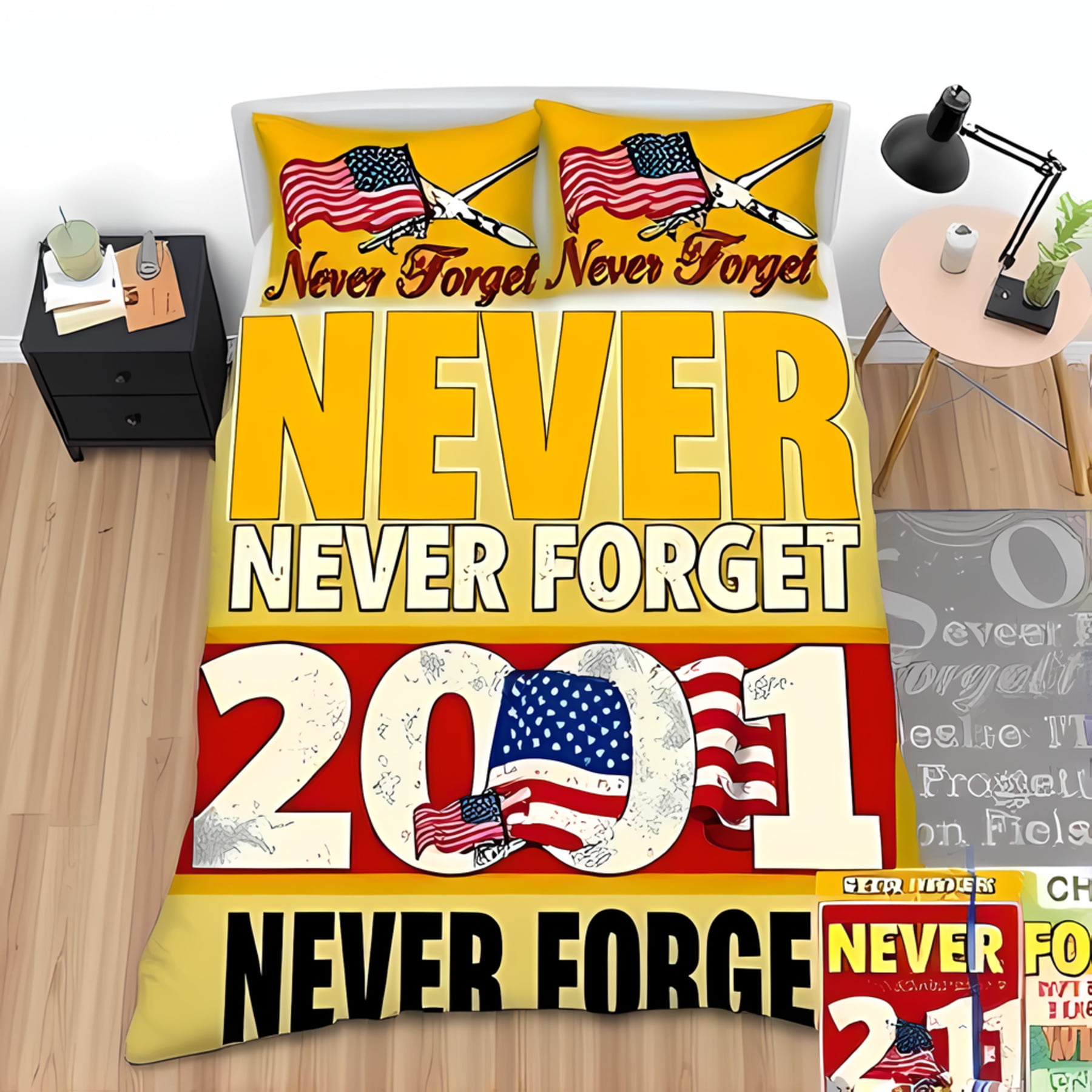 3-Piece Duvet Cover Set - Vibrant Comforter with 'NEVER FORGET ...