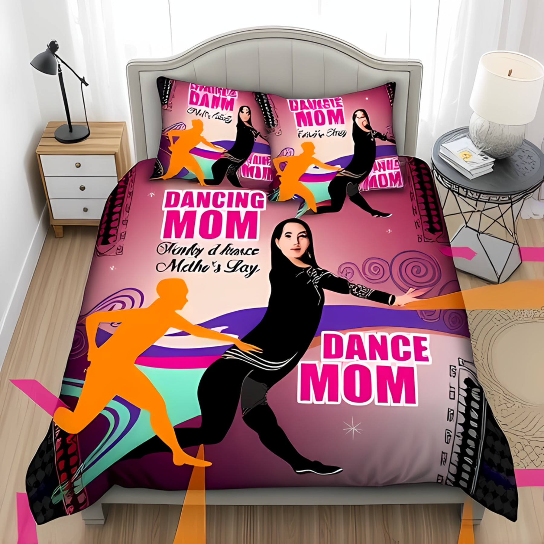 3-Piece Duvet Cover Set - Vibrant Dance Theme for Moms & Young Dancers ...