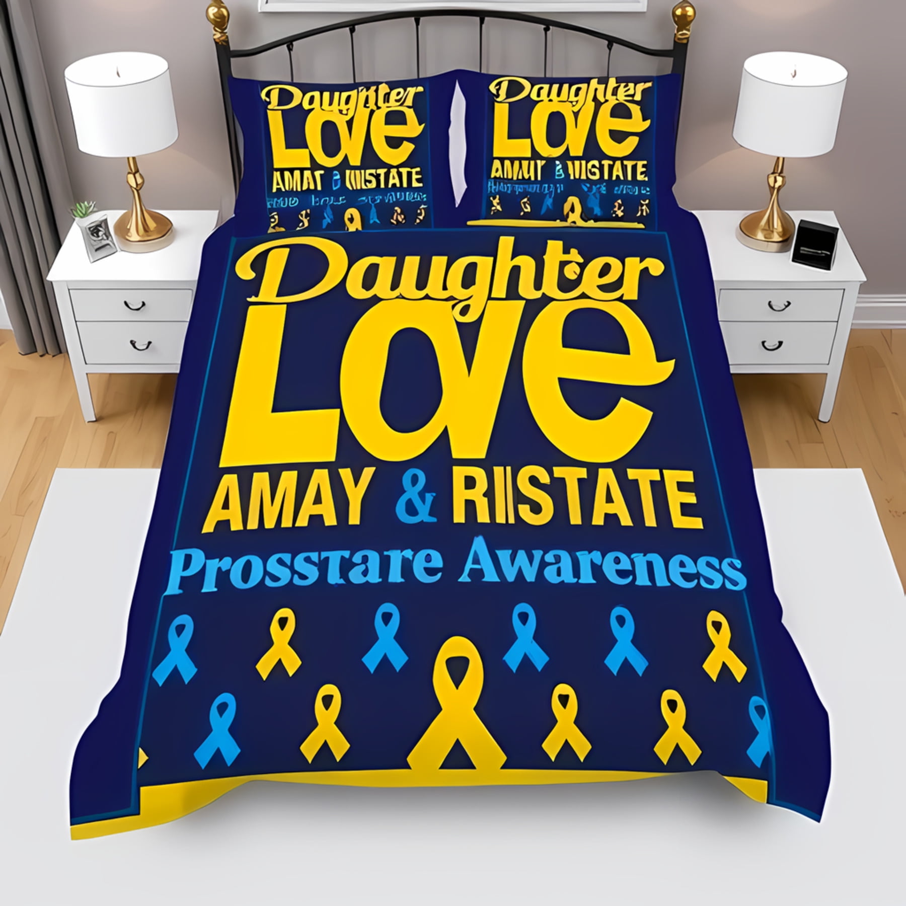 3-Piece Duvet Cover Set - Vibrant " Daughter Love " Design with Bold ...