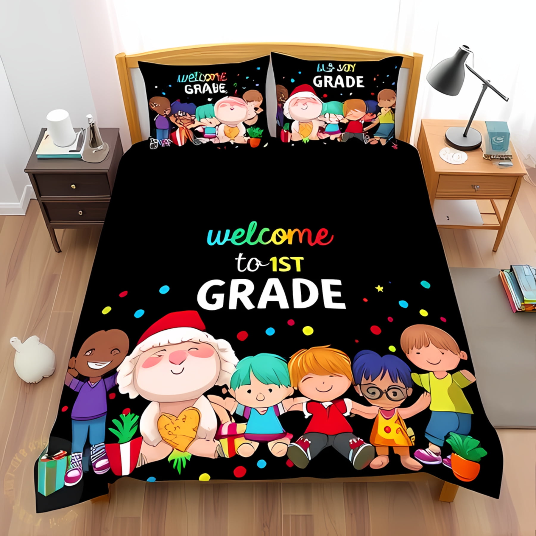 3-Piece Duvet Cover Set Vibrant First Grade Design with Cartoon ...
