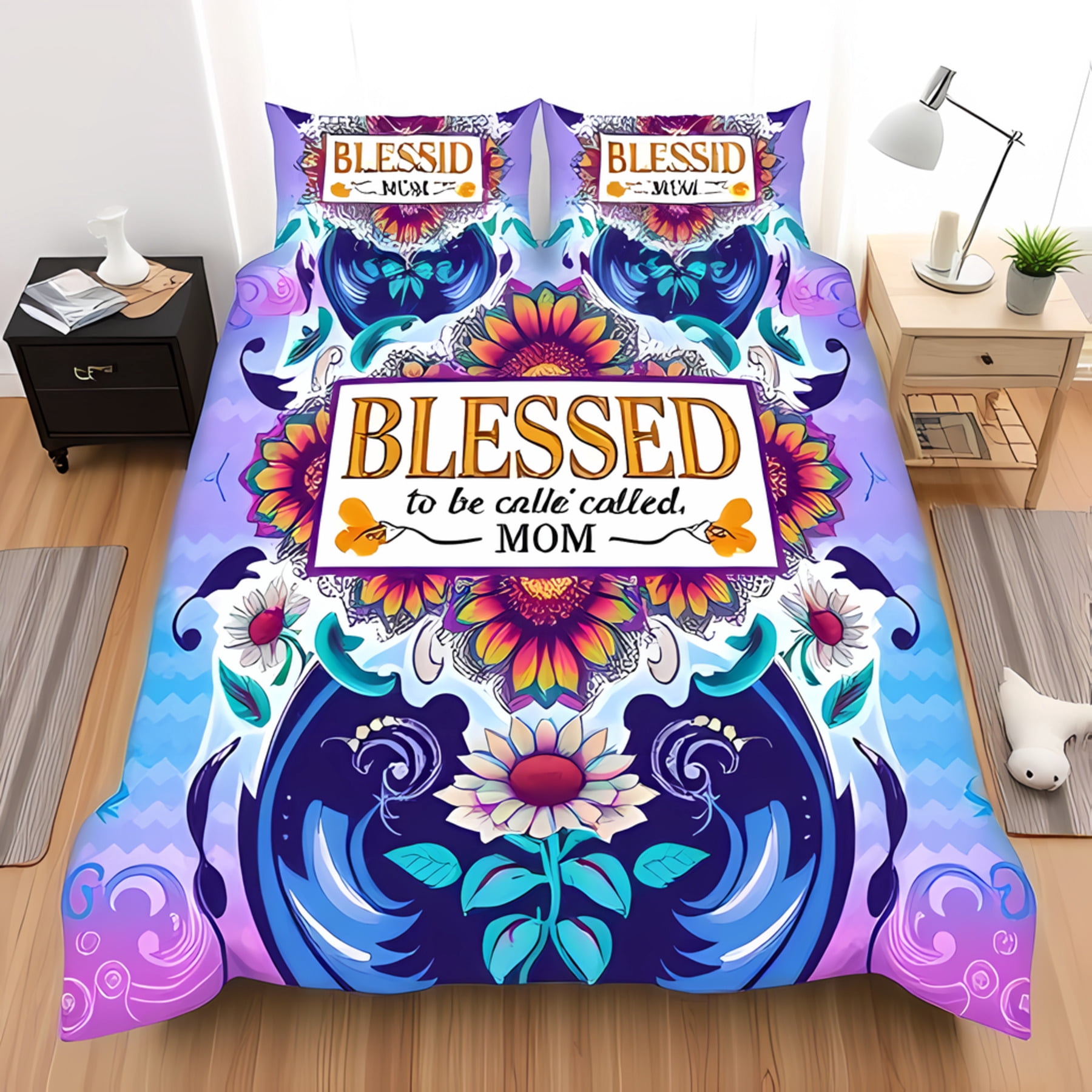 3-Piece Duvet Cover Set with Vibrant Floral and Design - Sunflowers in ...