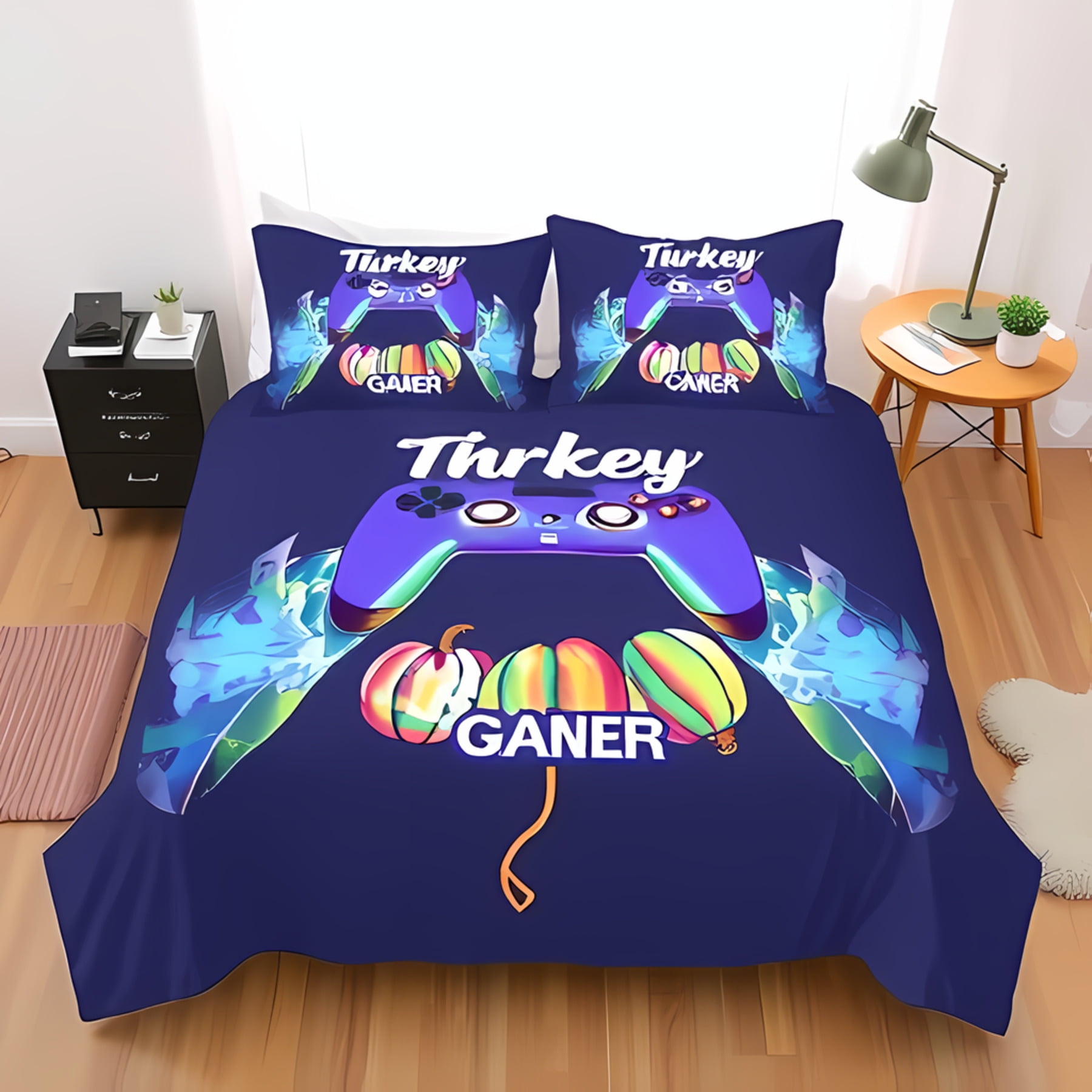 3-Piece Duvet Cover Set - Vibrant Gaming Controller Design with Hot Air ...