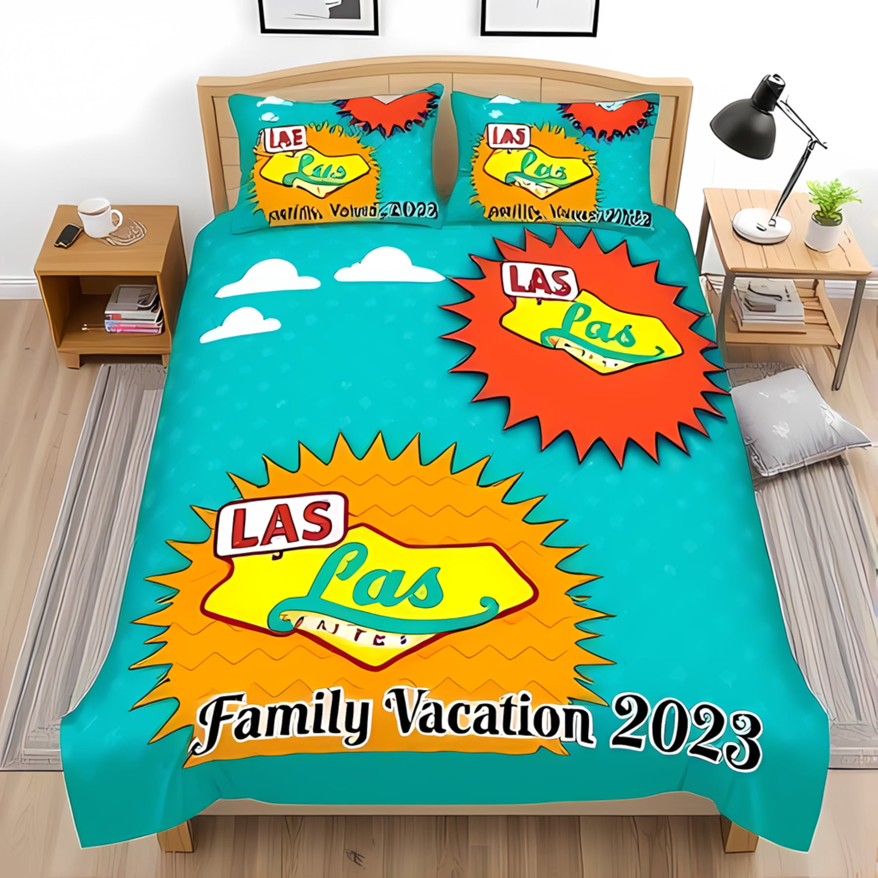 3-Piece Duvet Cover Set - Vibrant " Las Las " Design with Graphics ...
