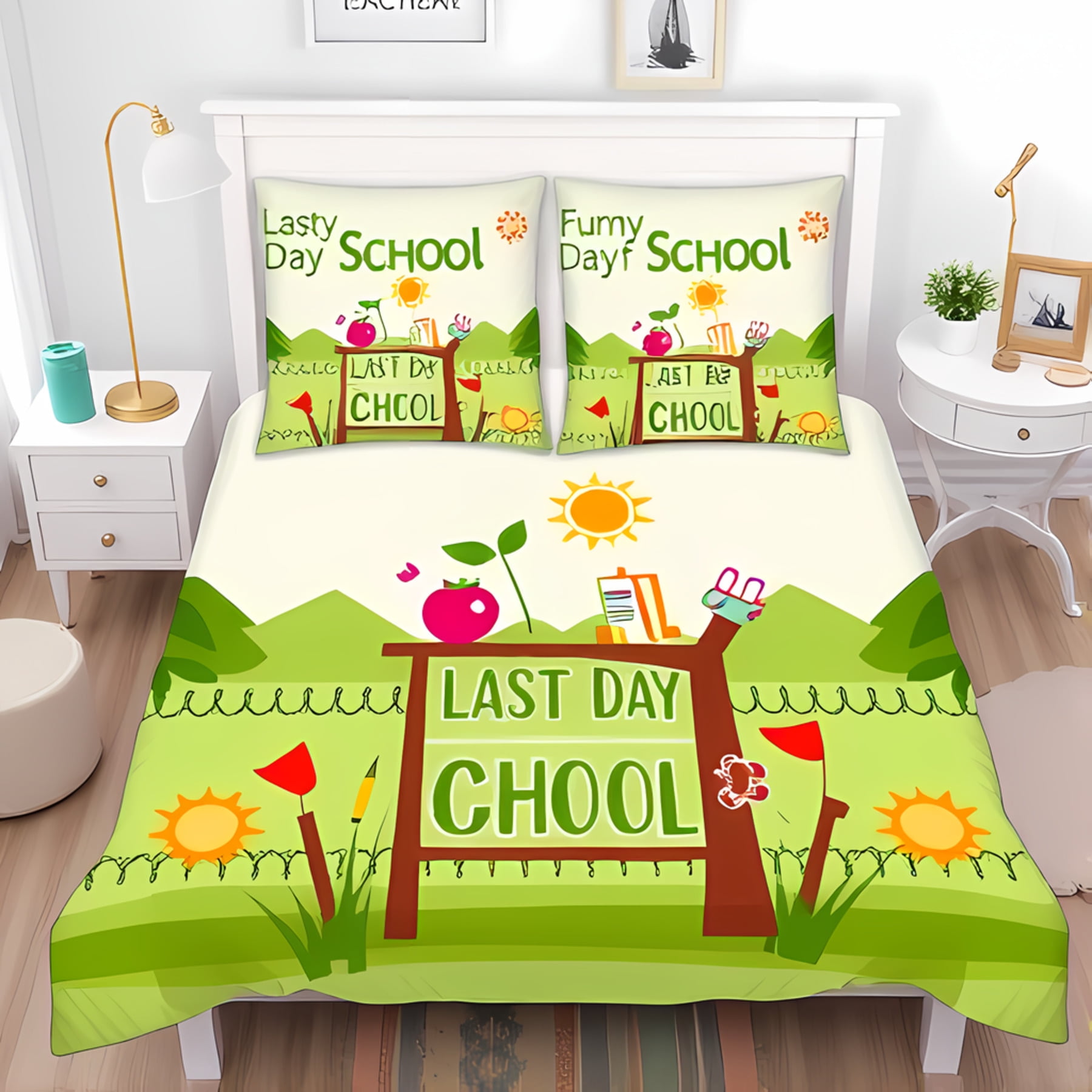 3-Piece Duvet Cover Set - Vibrant Last Day of School Design with ...
