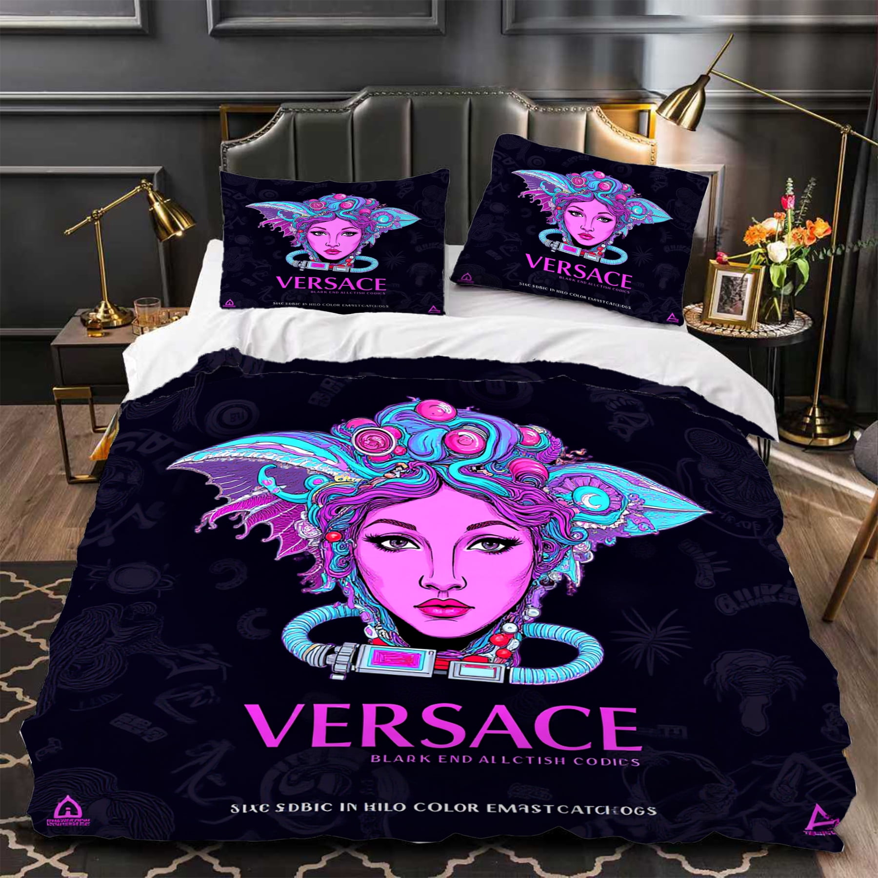 3-Piece Duvet Cover Set - Vibrant Pink Design with ' BLACK THE ALLETCH ...