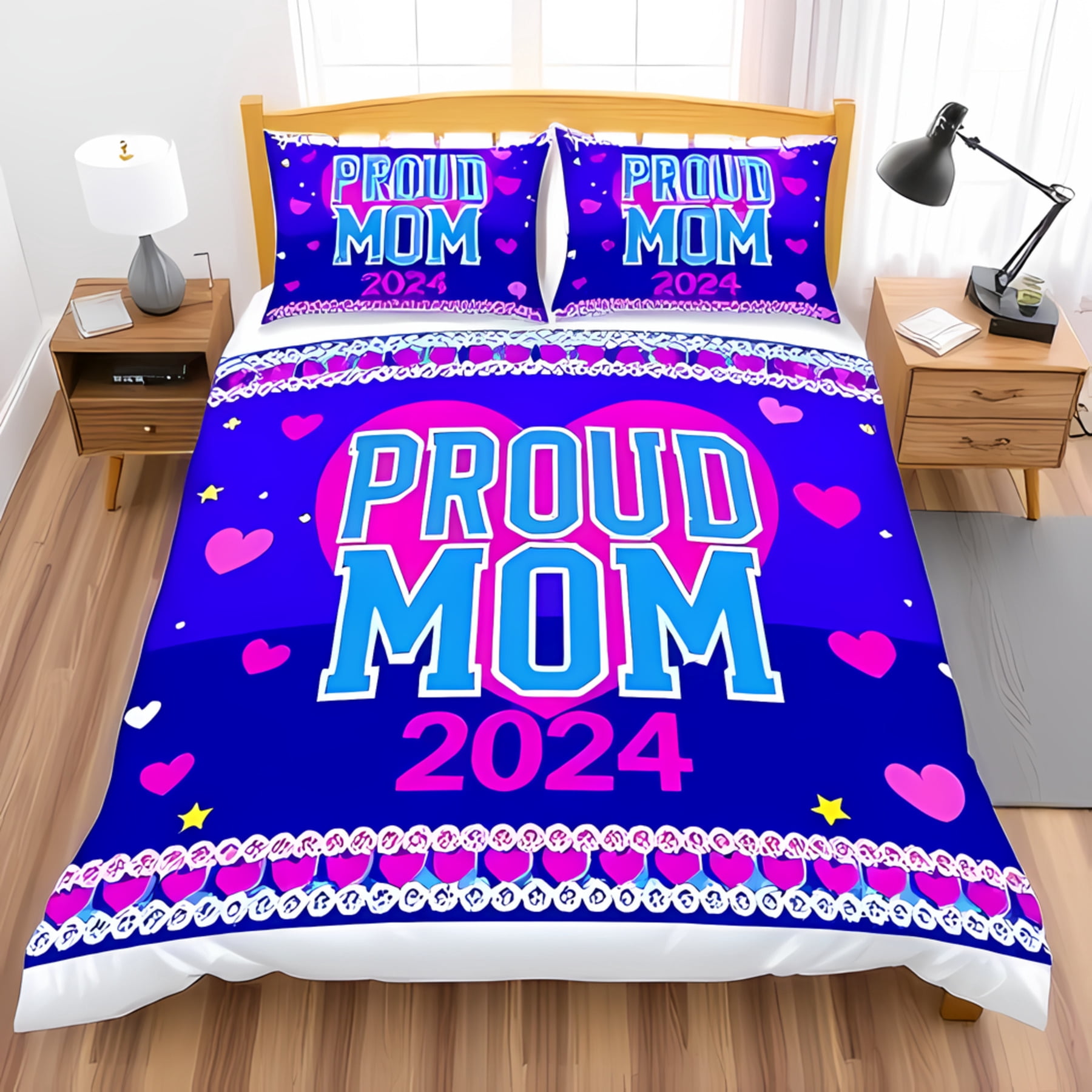 3-Piece Duvet Cover Set - Vibrant Purple & Pink " PROUD MOM 2024 ...