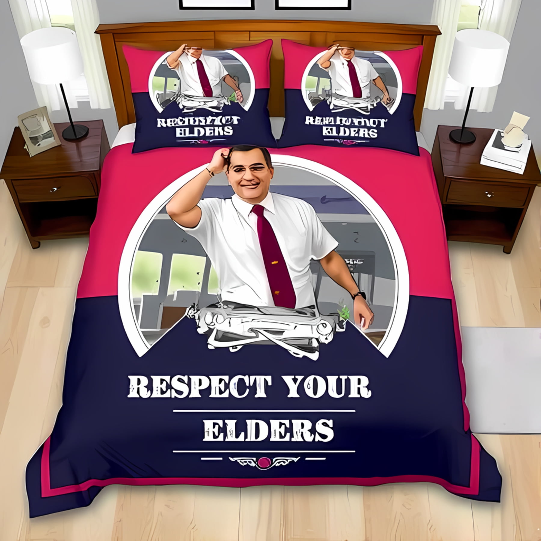 3-Piece Duvet Cover Set - Vibrant " RESPECT YOUR ELDERS " Design with ...