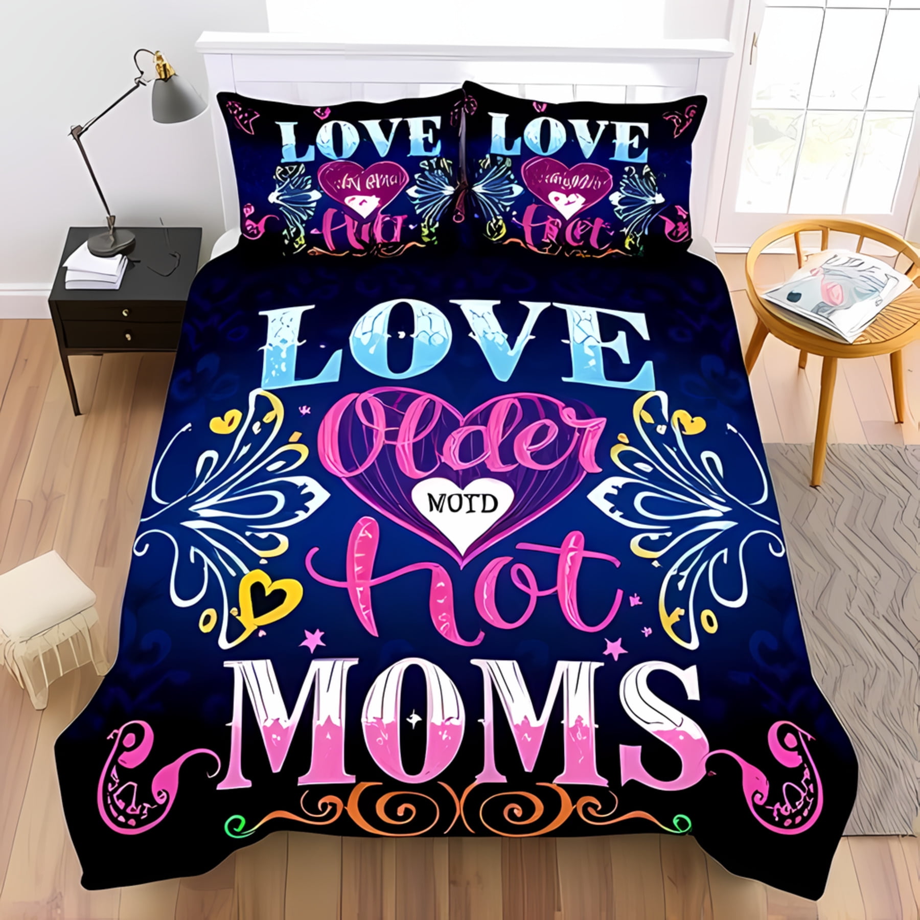 3-Piece Duvet Cover Set - Vibrant Theme with Bold Text & Whimsical ...
