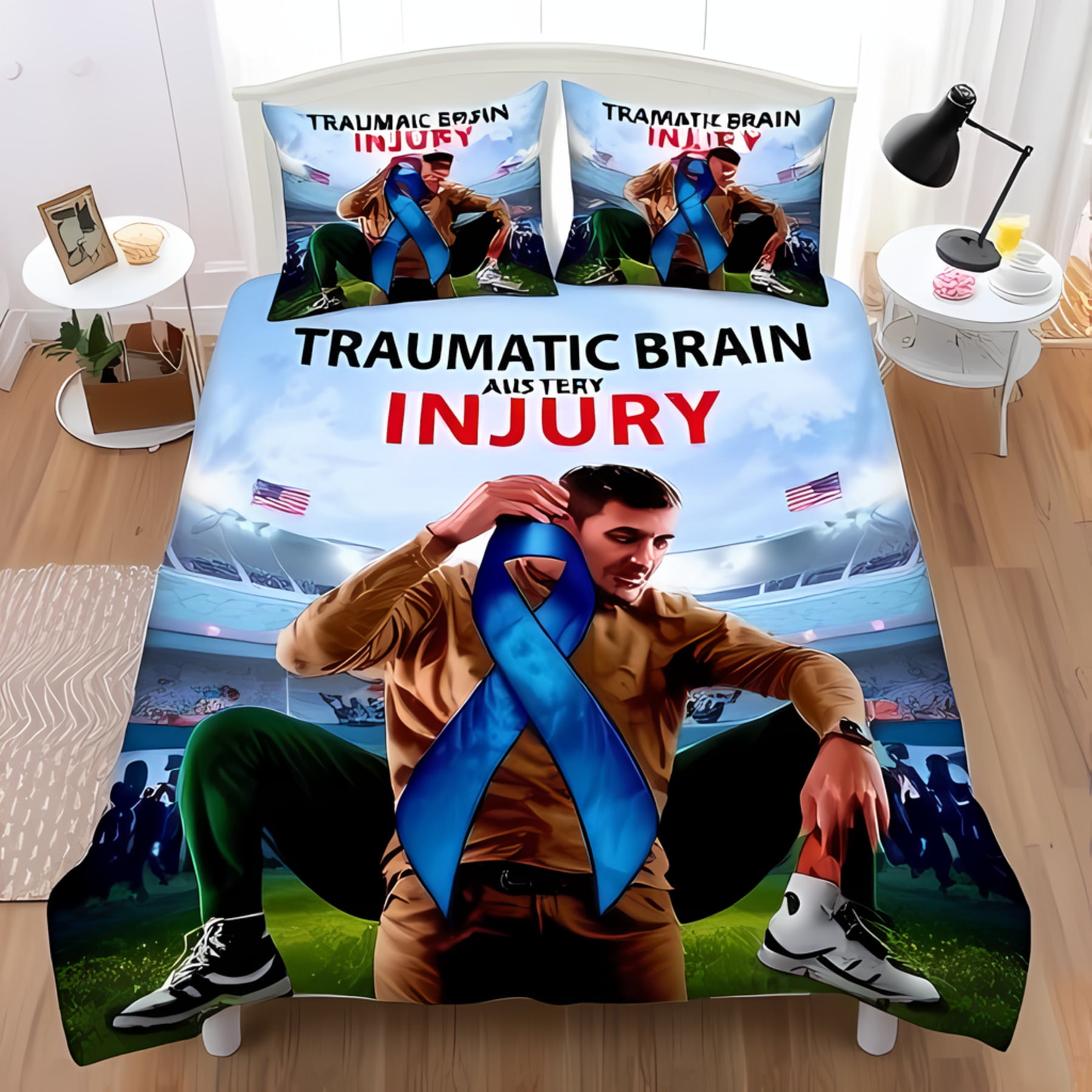 3-Piece Duvet Cover Set - Vibrant Traumatic Brain Injury Design with ...