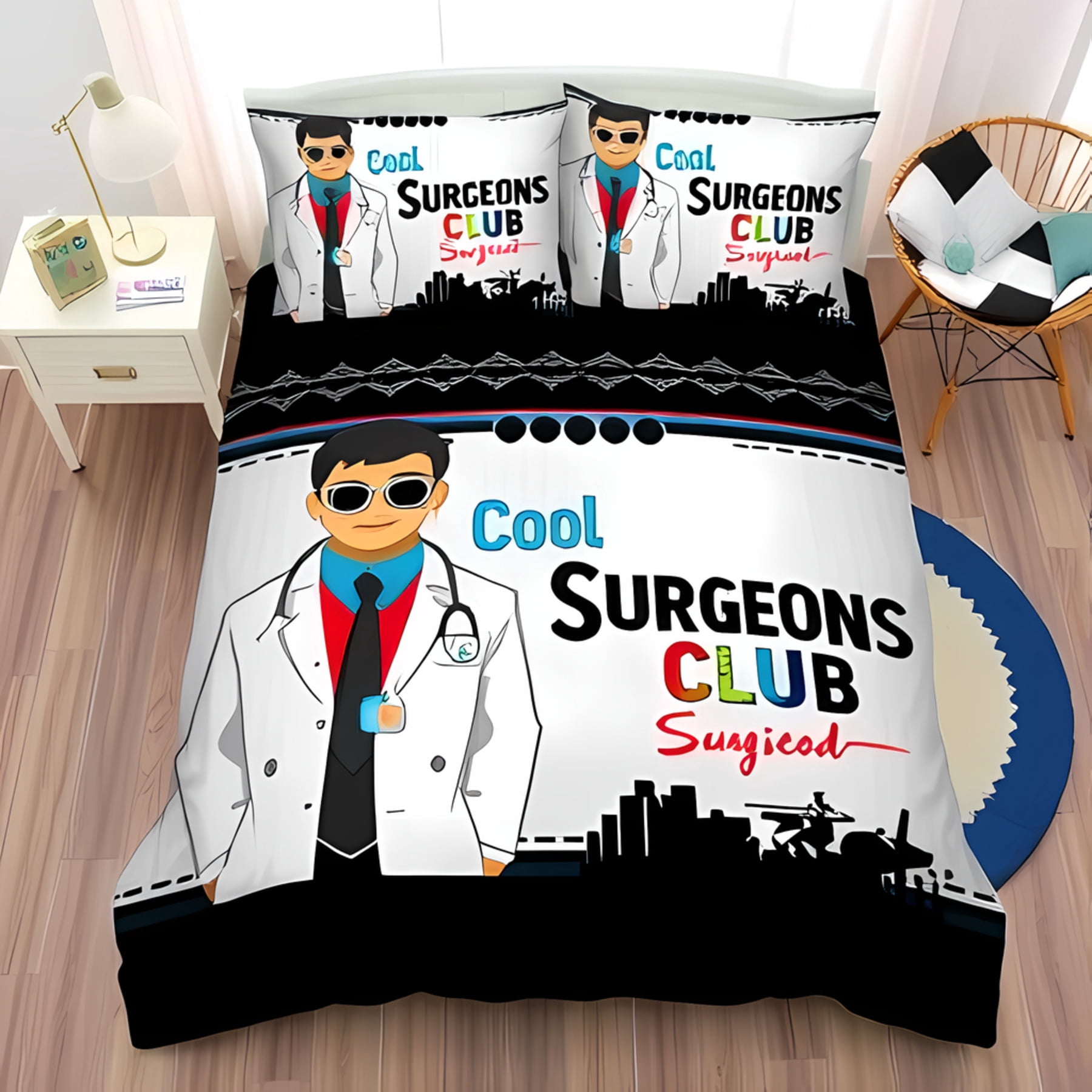 3-Piece Duvet Cover Set - Vibrant Urban Design with Playful Surgeon ...