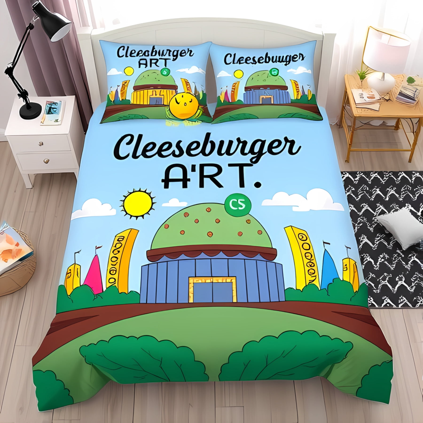 3-Piece Duvet Cover Set - Whimsical Amusement Park Design ...