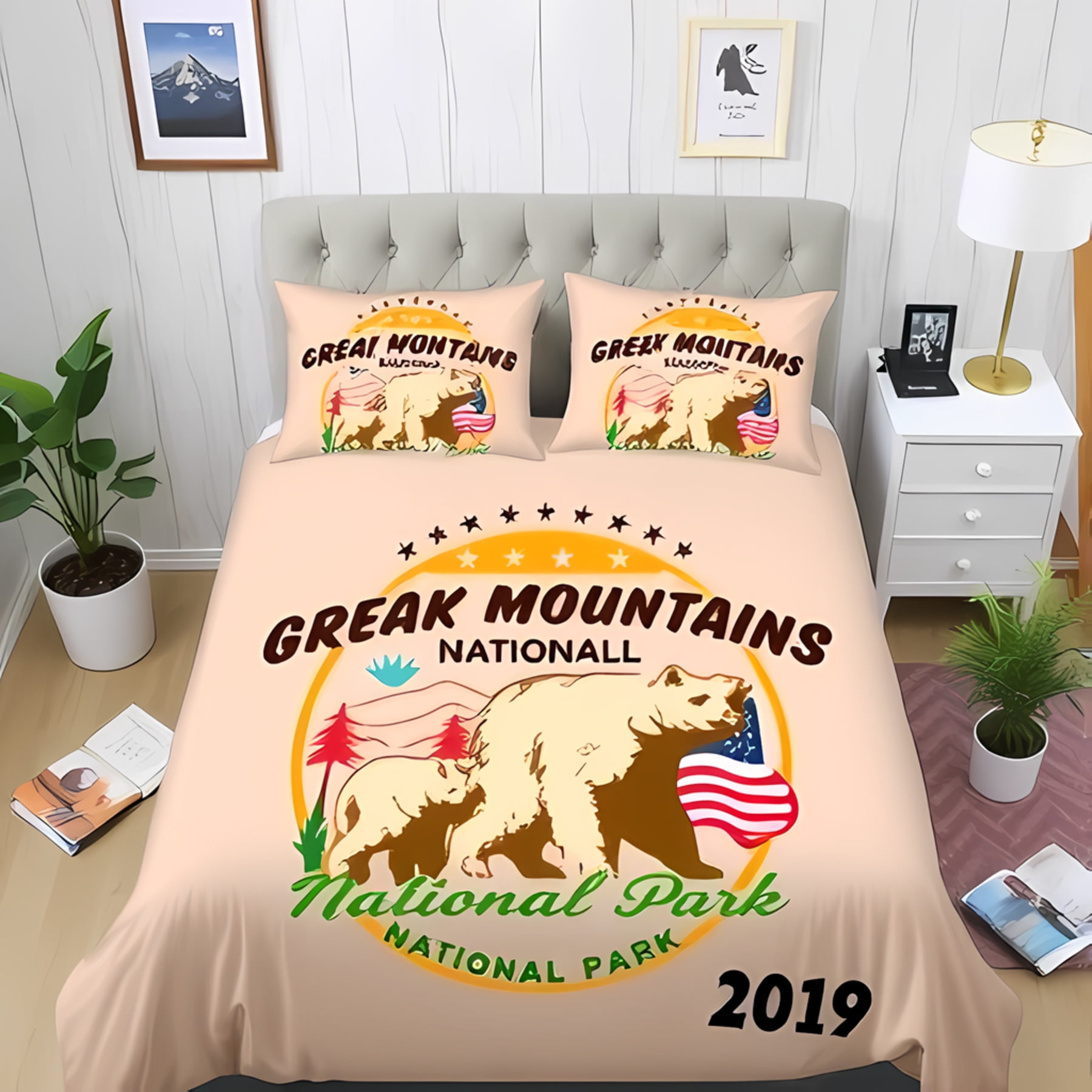 3-Piece Duvet Cover Set - Whimsical Bear & Cub Design with " Great ...