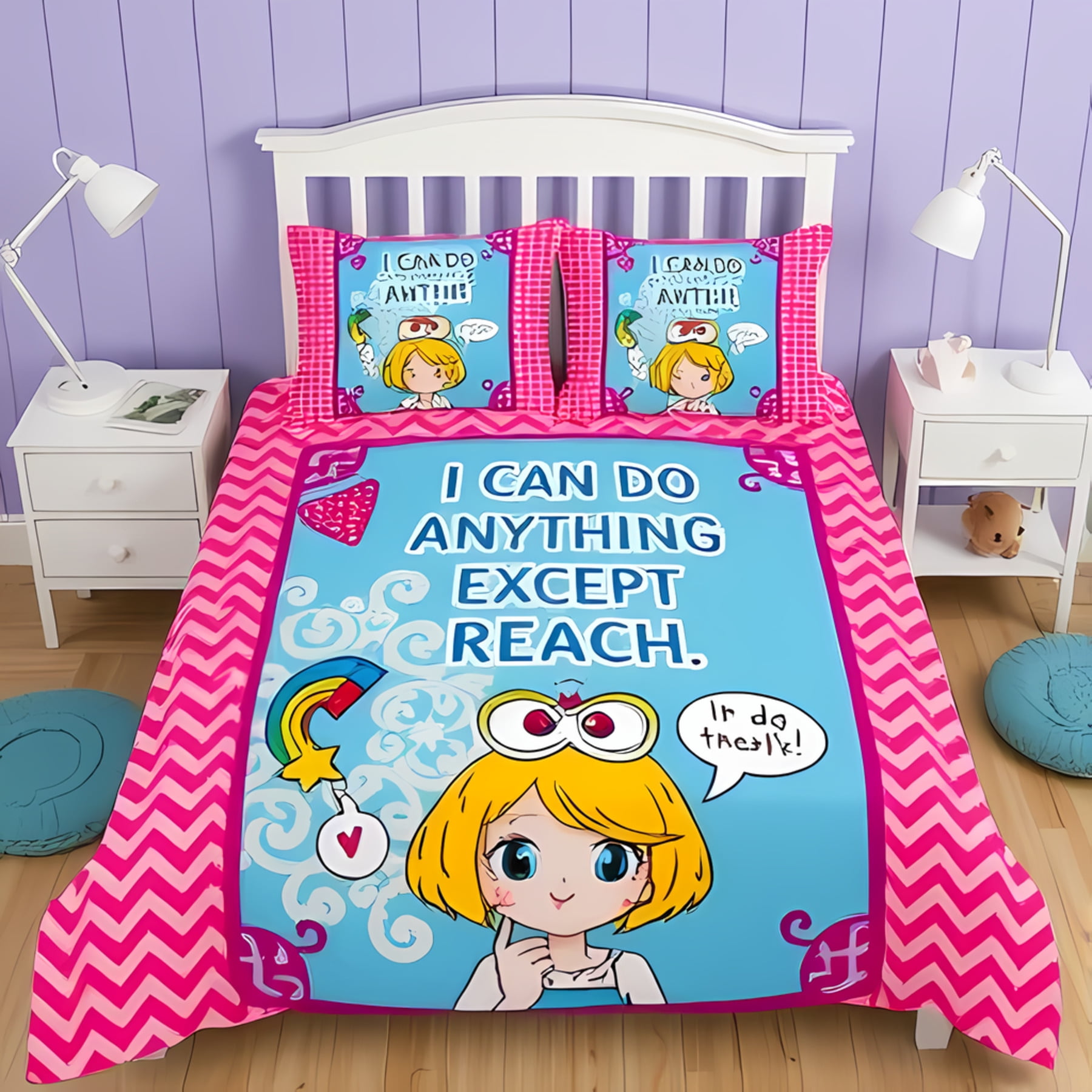 3-Piece Duvet Cover Set Whimsical Character with Glasses Colorful ...