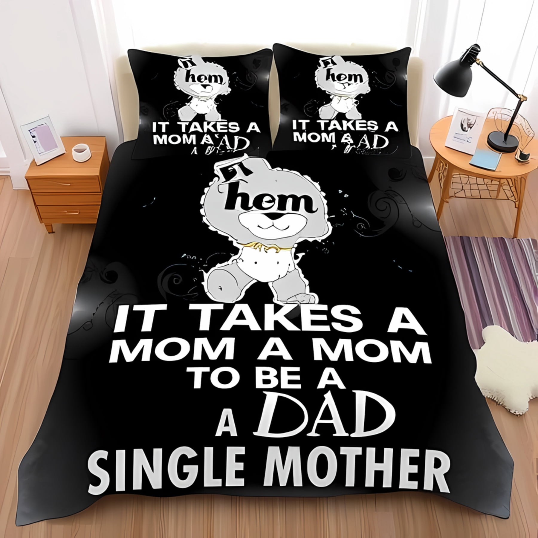 3-Piece Duvet Cover Set - Whimsical Design Celebrating Single Moms: "It ...