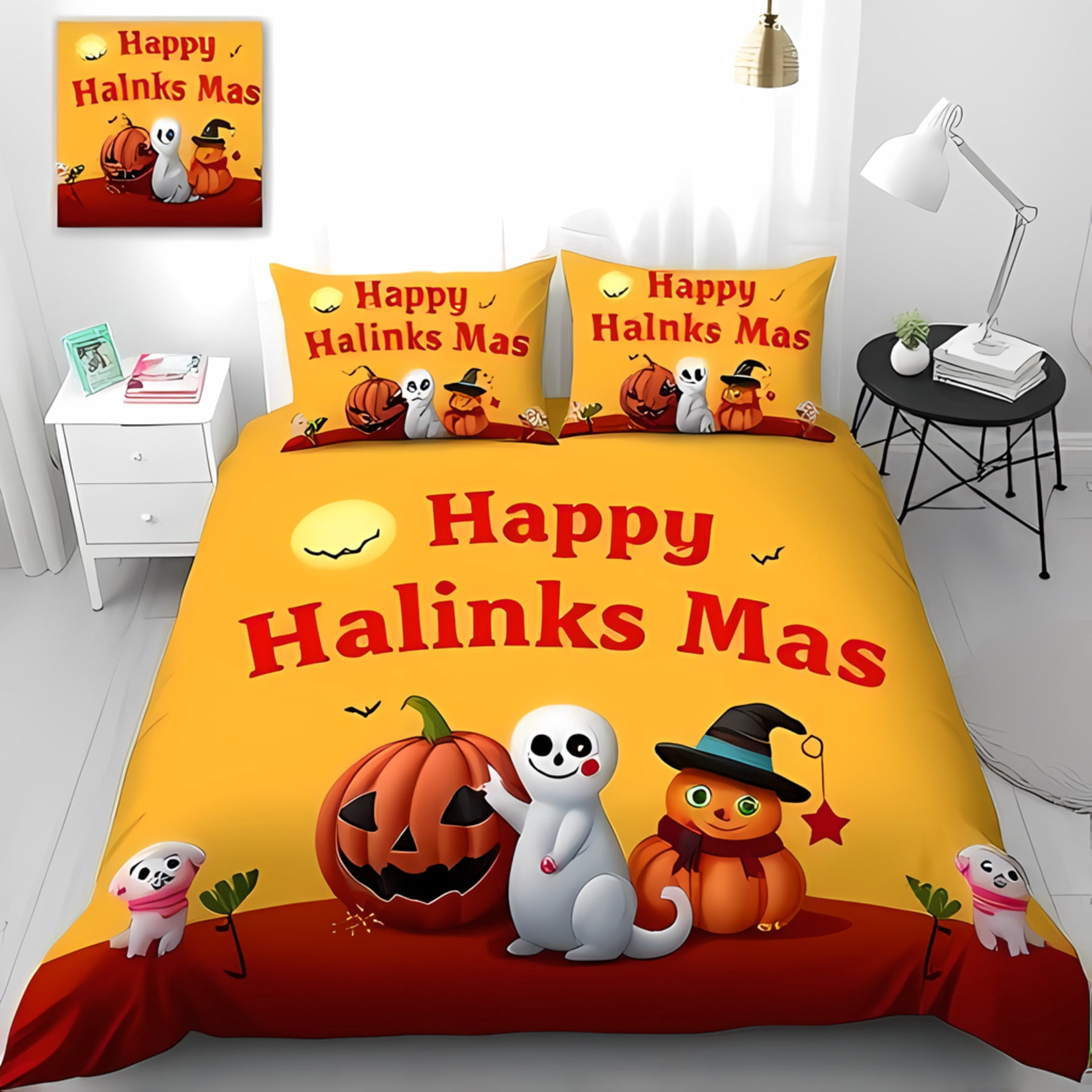 3-Piece Duvet Cover Set - Whimsical Halinks Mas Design with Friendly ...