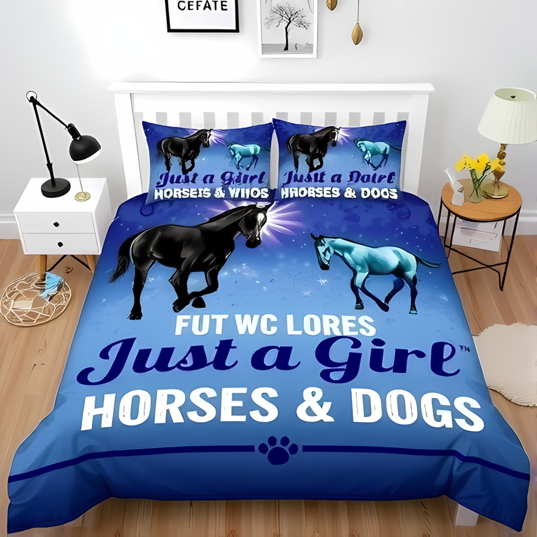 3-Piece Duvet Cover Set - Whimsical " Just a Girl " Design with ...