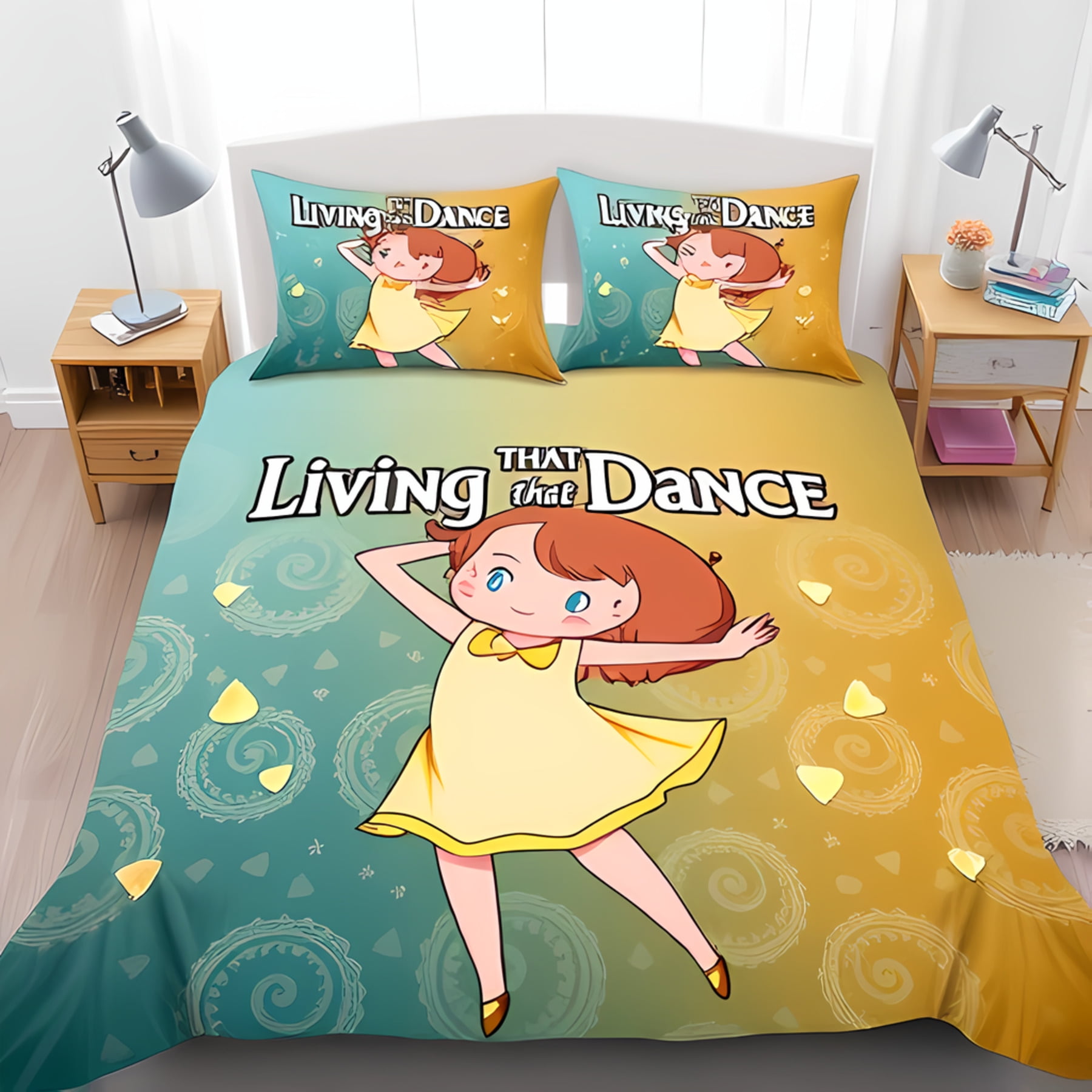 3-Piece Duvet Cover Set - Whimsical " Living that Dance " Design with ...