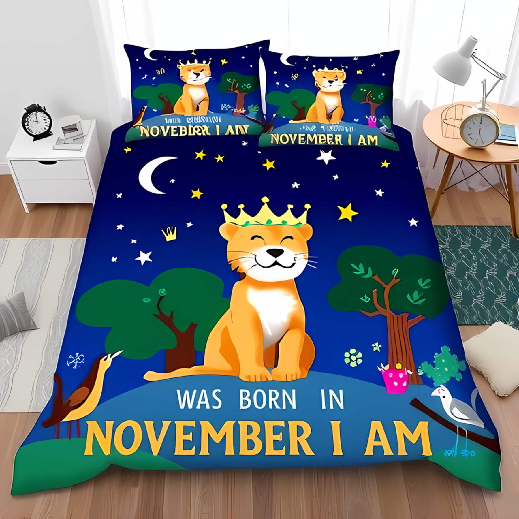 3-Piece Duvet Cover Set - Whimsical November Birthday Design with ...