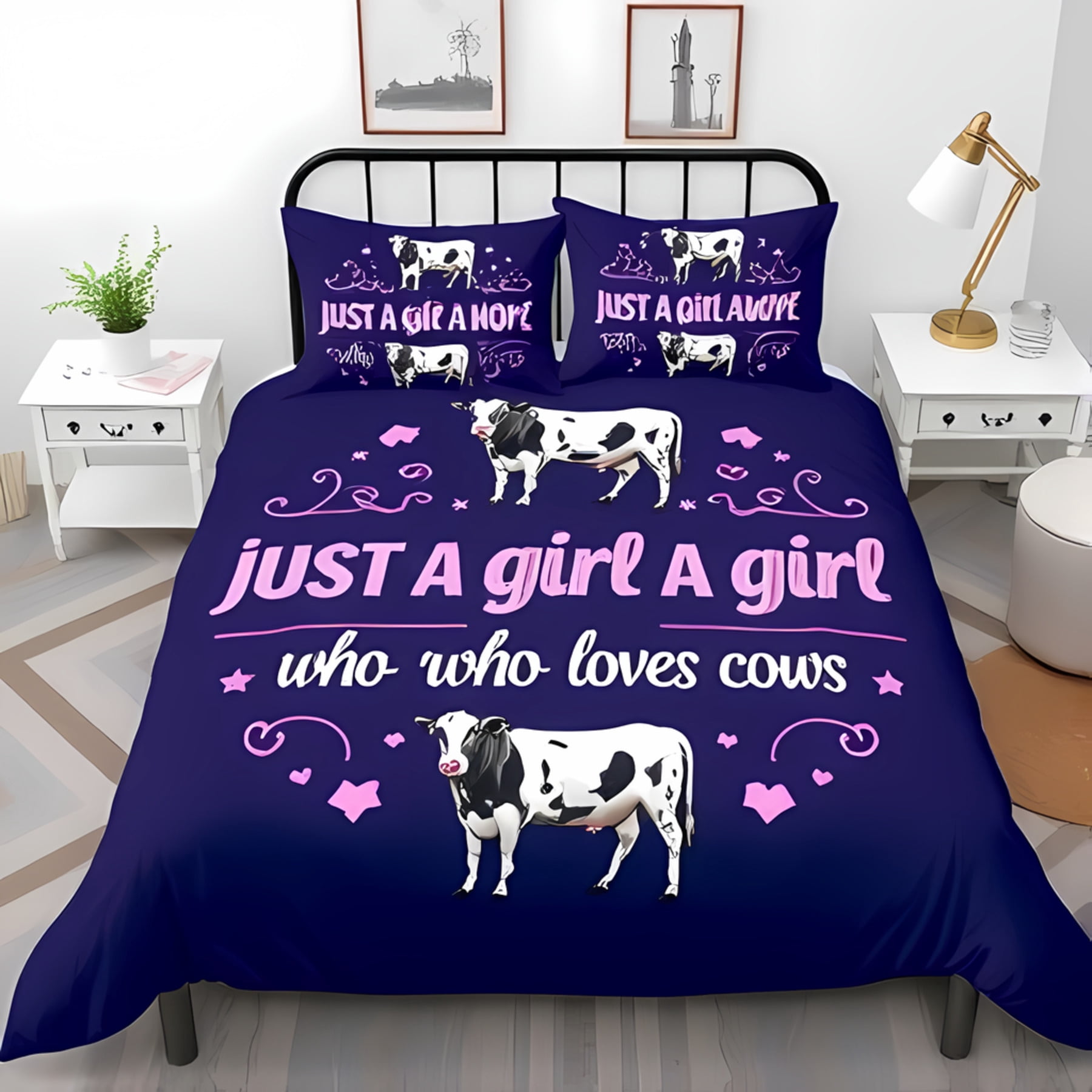 3-Piece Duvet Cover Set - Whimsical Purple Design for Girls "Just a ...