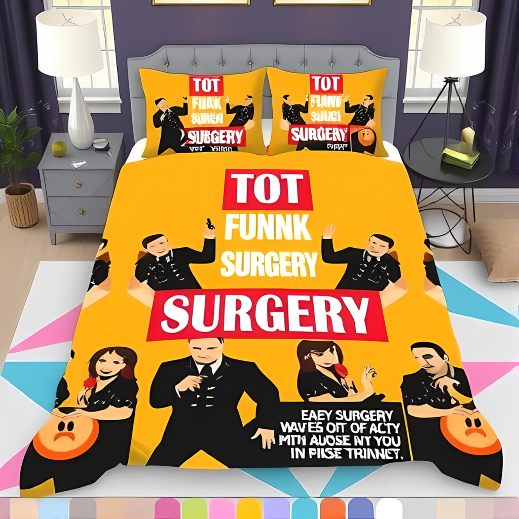 3-Piece Duvet Cover Set - Whimsical " TOT SURGERY " Design with Cartoon ...