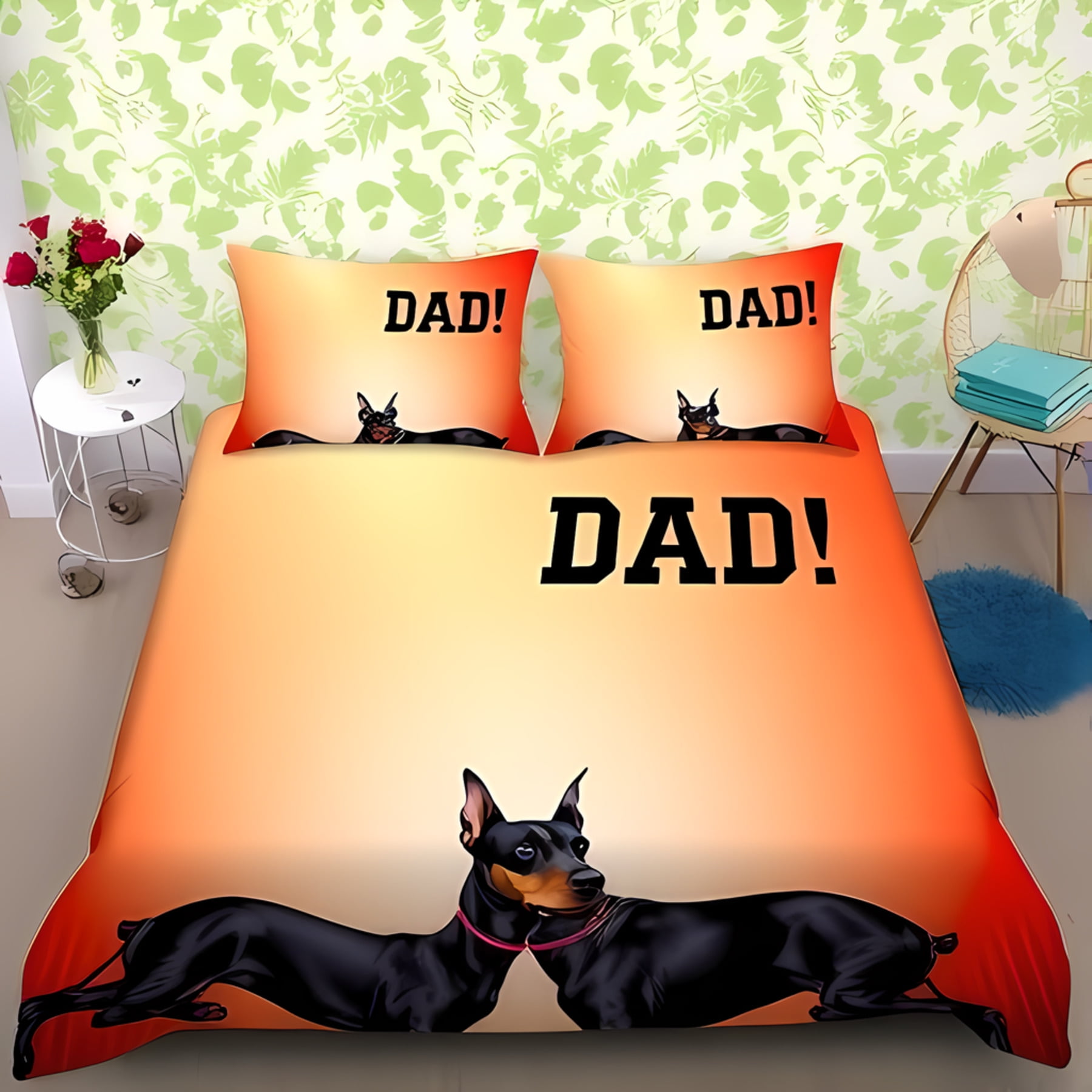3-Piece Duvet Cover Set for Dog-Loving Dads - Features Charming ...