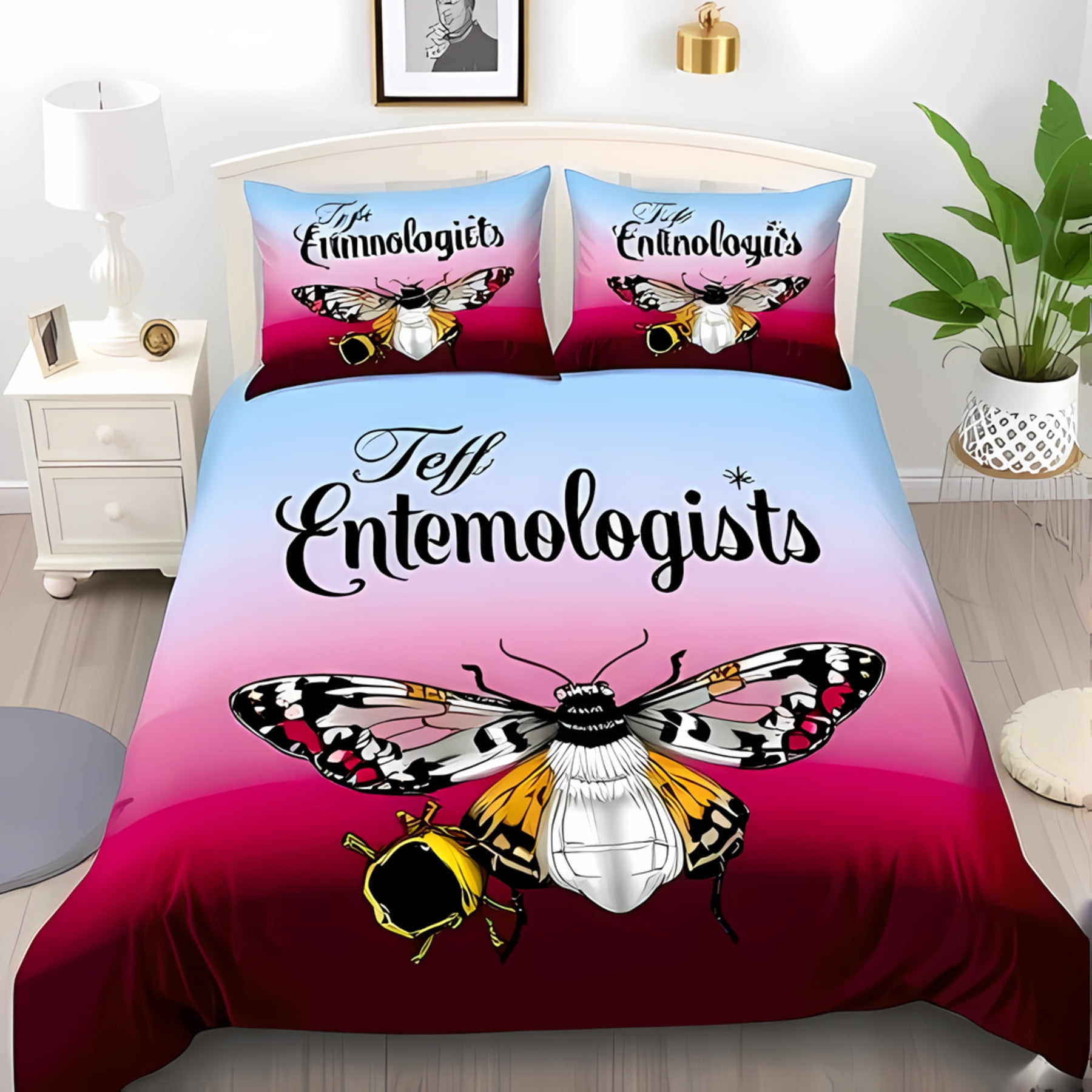 3-Piece Duvet Cover Set for Entomology Lovers - Vibrant Butterfly Soft ...
