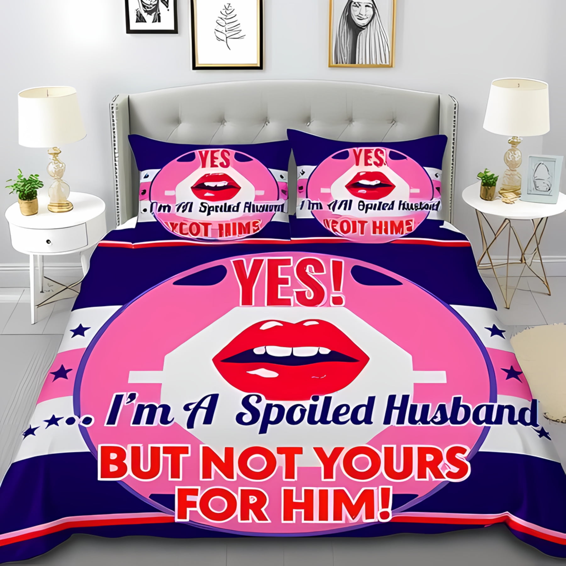 3-Piece Duvet Cover Set for Spoiled Husbands - Fun & Cheeky Design in ...