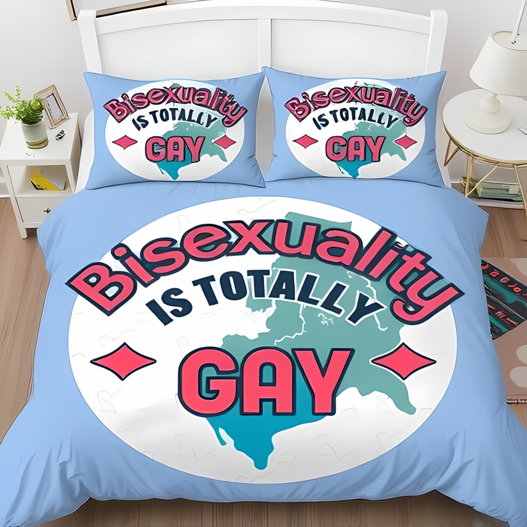 3-Piece Duvet Cover Set with Bold " Bisexuality Is Totally GAY " Design ...