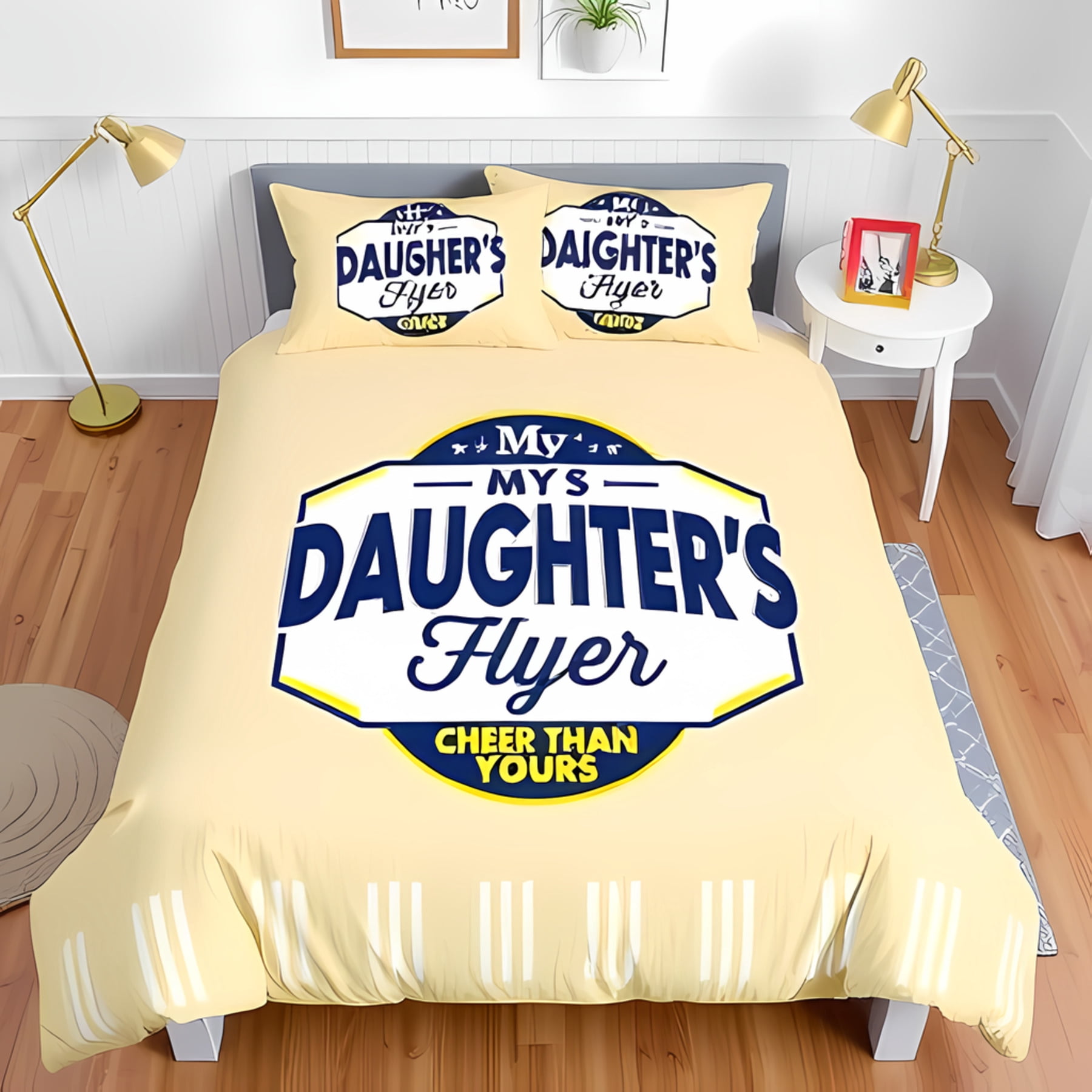 3-Piece Duvet Cover Set with Bold Blue & Yellow " My Daughter's Flyer ...