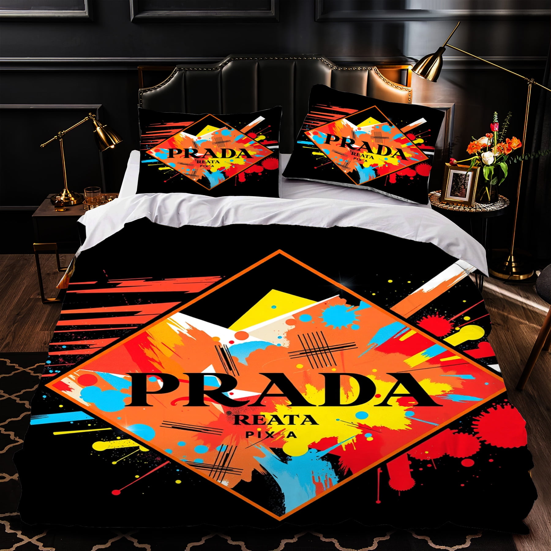 3-Piece Duvet Cover Set with Bold Colorful Patterns Vibrant Bedding for ...