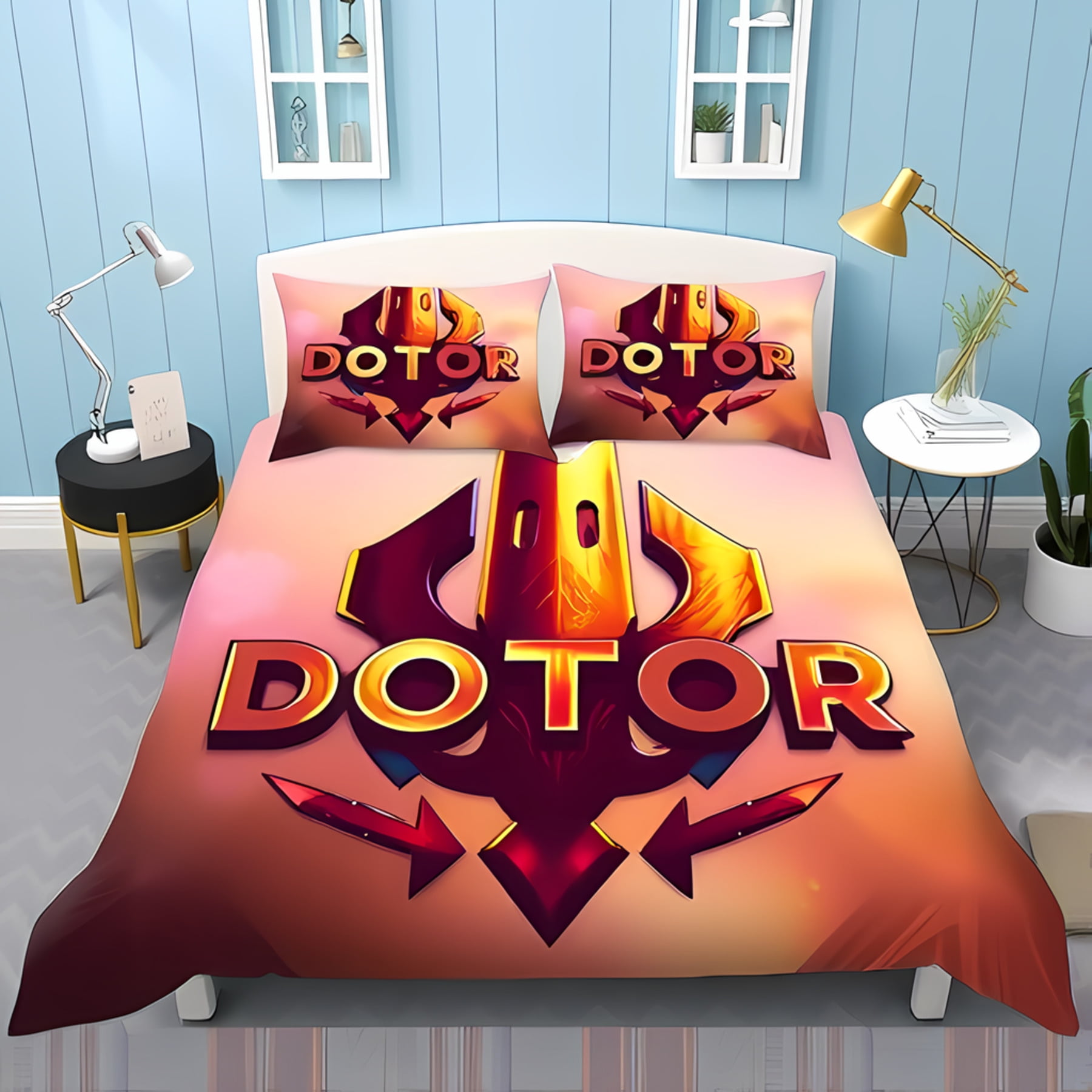 3-Piece Duvet Cover Set with Bold 'DOCTOR' Gradient Orange to Pink ...