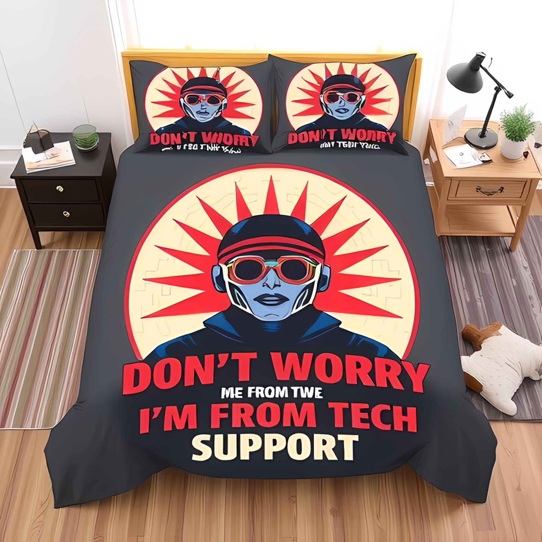 3-Piece Duvet Cover Set with Bold Graphic Design - Empowering Character ...